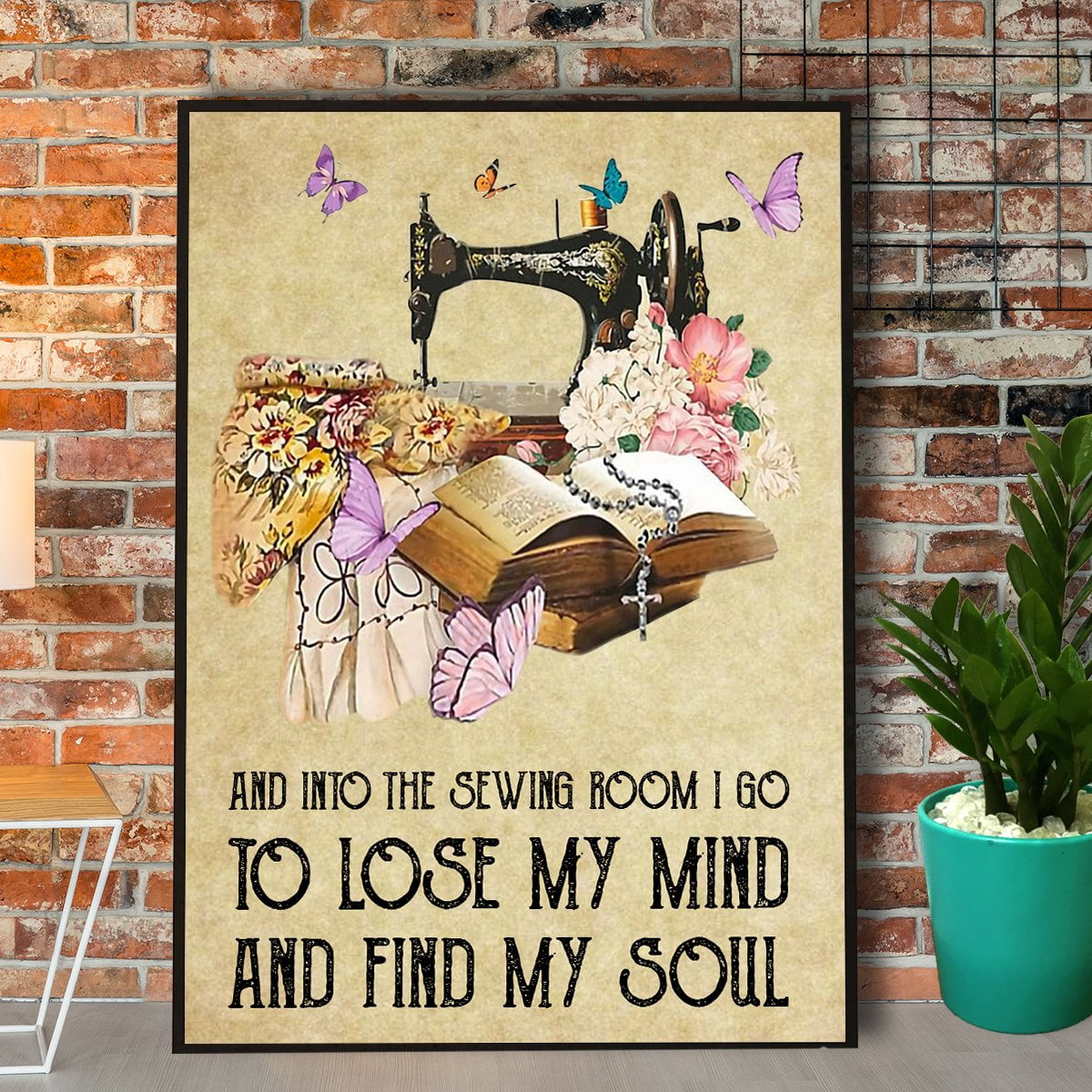 Sewing Into The Sewing Room Find My Soul Vintage Paper Poster No Frame ...