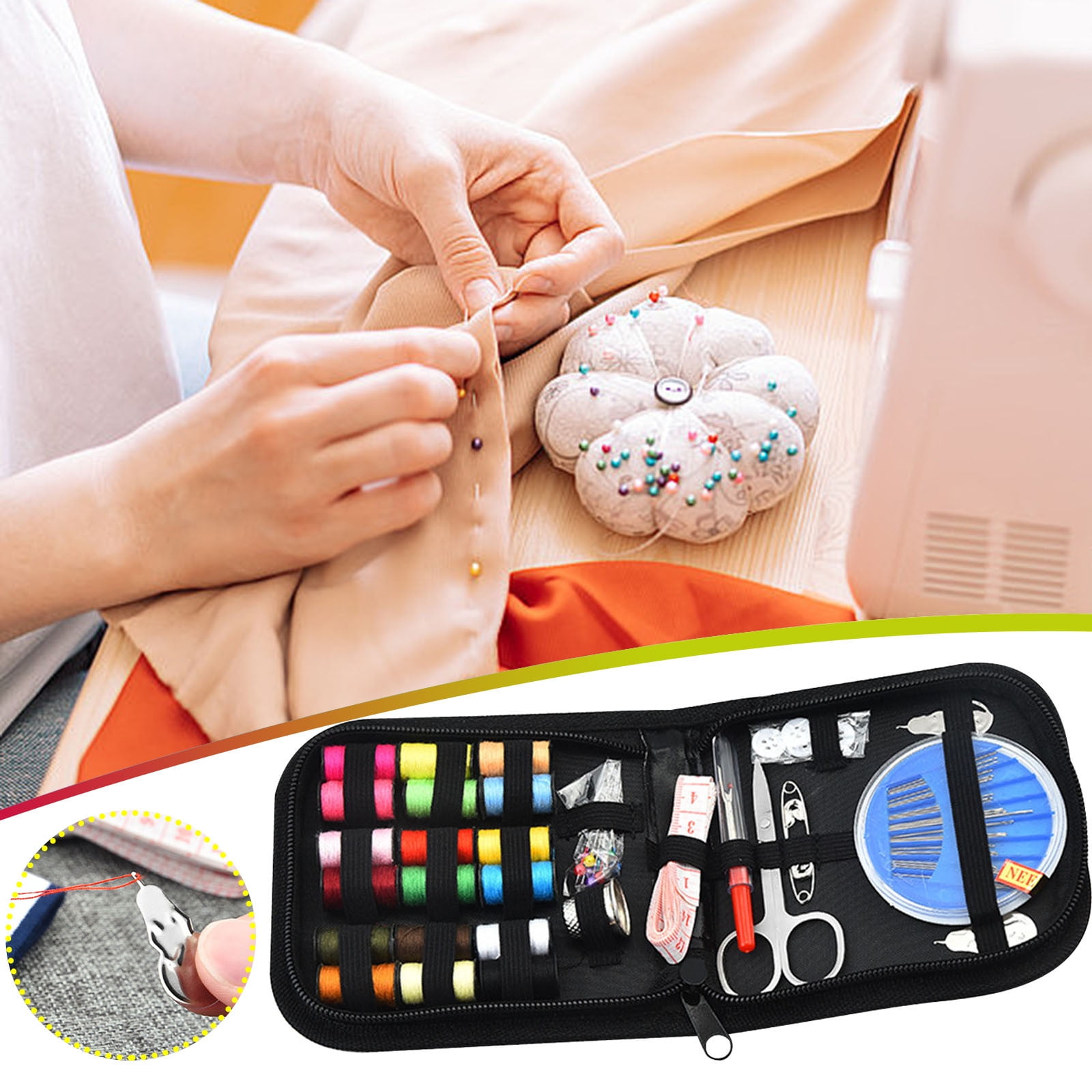 Sewing KIT Repair Set Needles Portable Mini Mending Button Travel Sew ...
