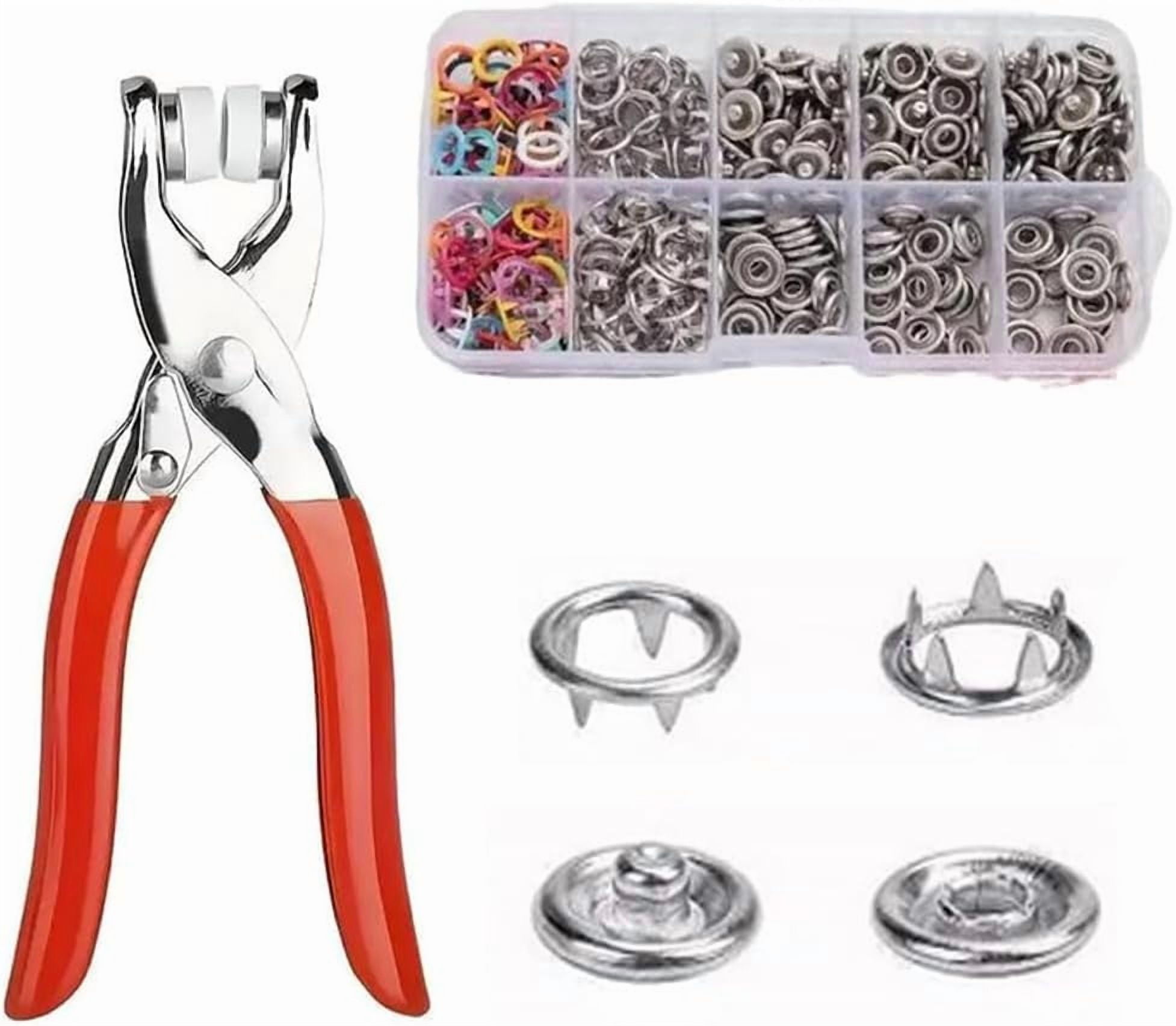 Sewing Kit with 100PCS Metal Buttons – Manual Pliers Tool Included, 100 ...