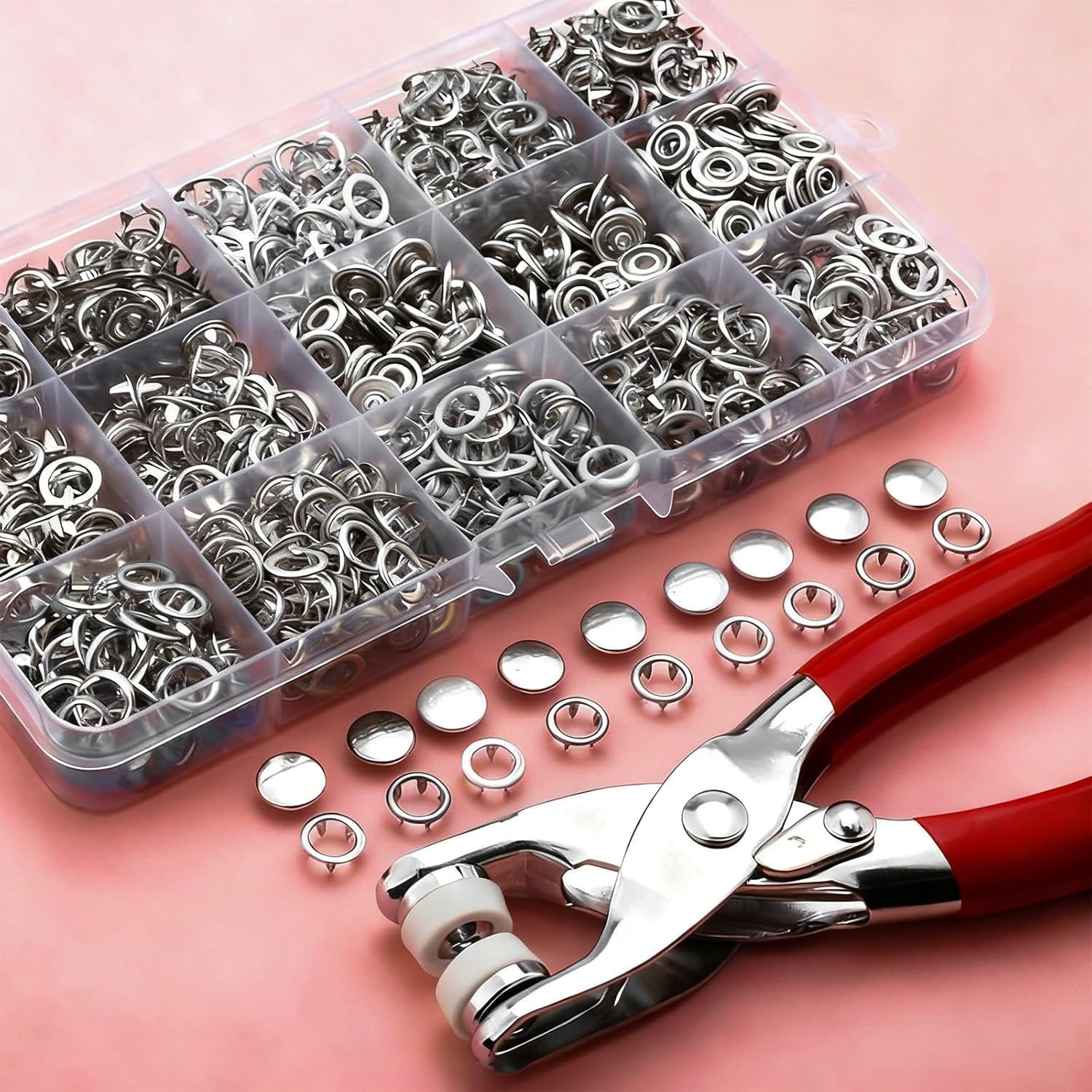 Sewing Kit with 100PCS Metal Buttons – Manual Pliers Tool Included ...