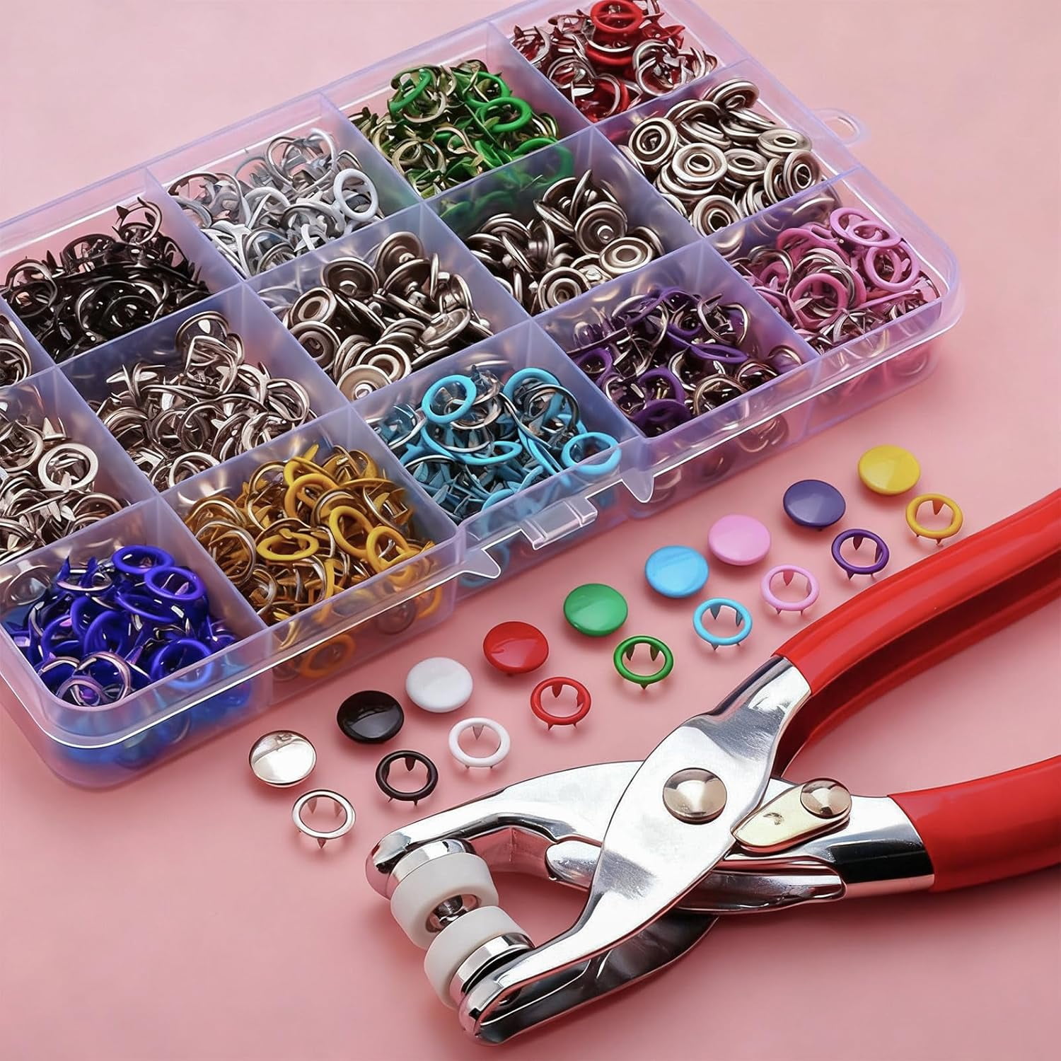 Sewing Kit with 100PCS Metal Buttons – Manual Pliers Tool Included ...
