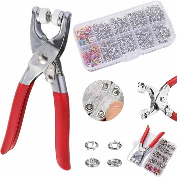 Sewing Kit with 100PCS Metal Buttons – Manual Pliers Tool Included, 9 ...