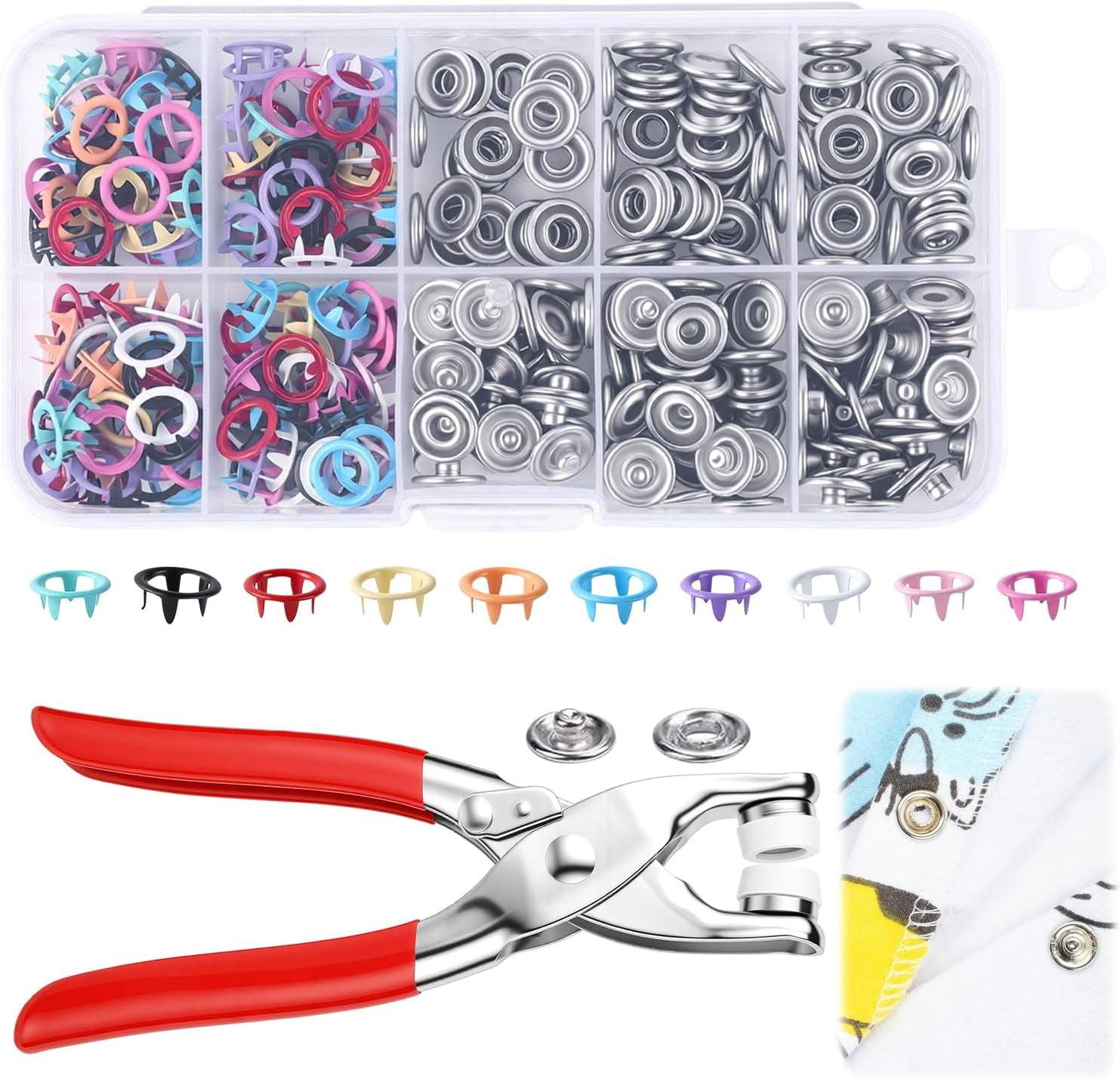 Sewing Kit with 100PCS Metal Buttons, Metal Snaps Buttons with Fastener ...