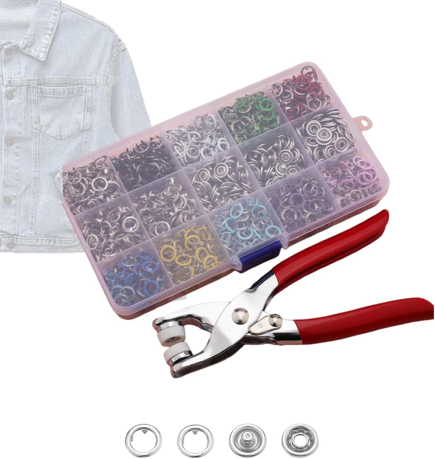Sewing Kit with 100pcs Metal Buttons – Manual Pliers Tool Included ...