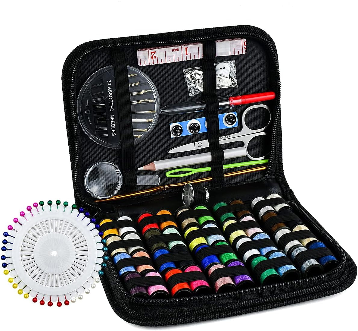 Sewing Kit, 128 Pcs Portable Mini Sewing Kit for Home Travel Sewing ...