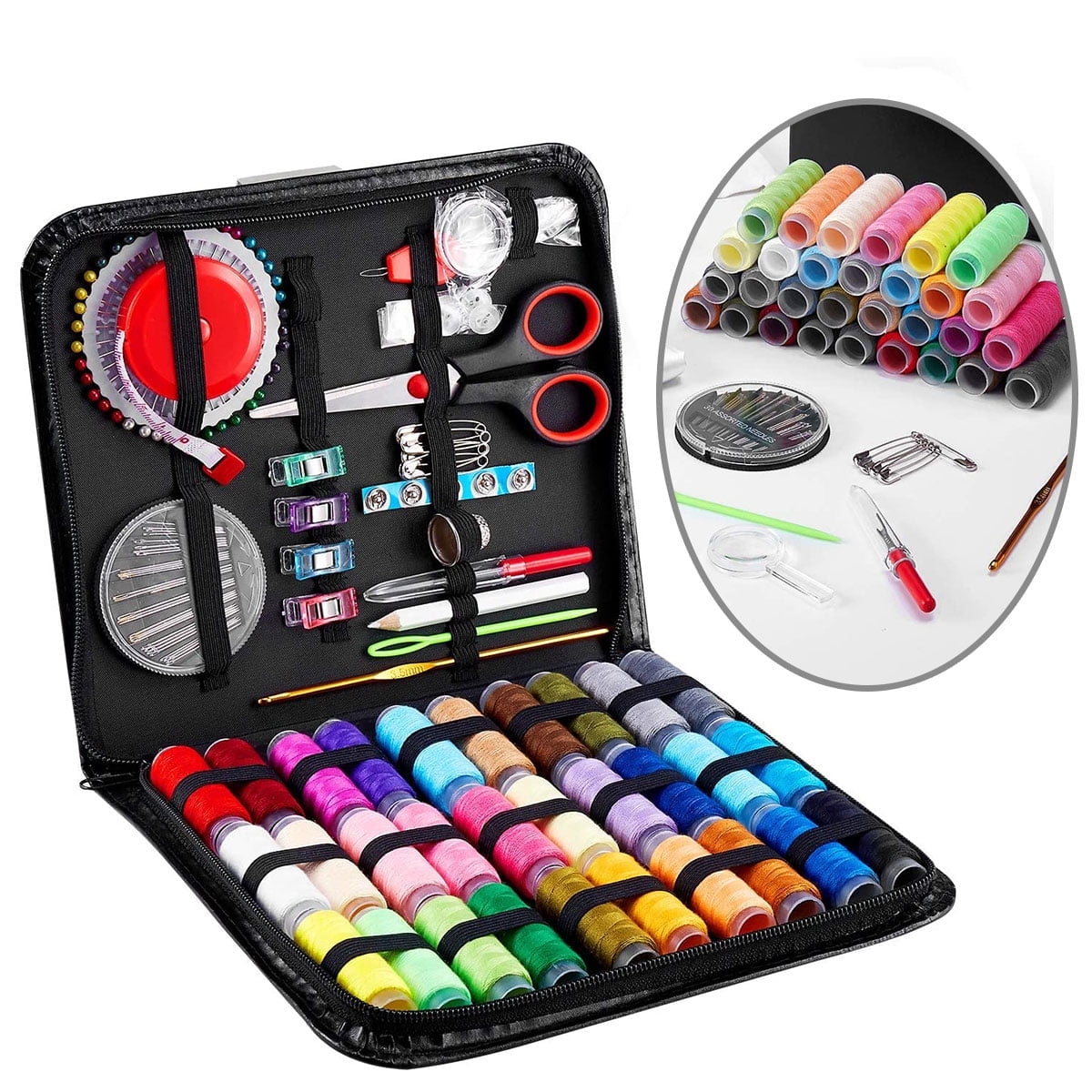 Sewing Kit with Carrying Case, 126 Pcs Sewing Supplies for Home Travel ...