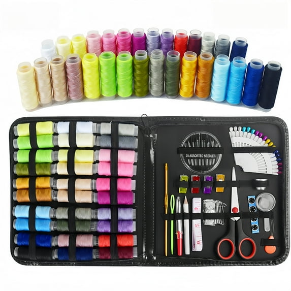 Sewing Kit Complete Set with Threads Needles Scissors Tape Measure ...