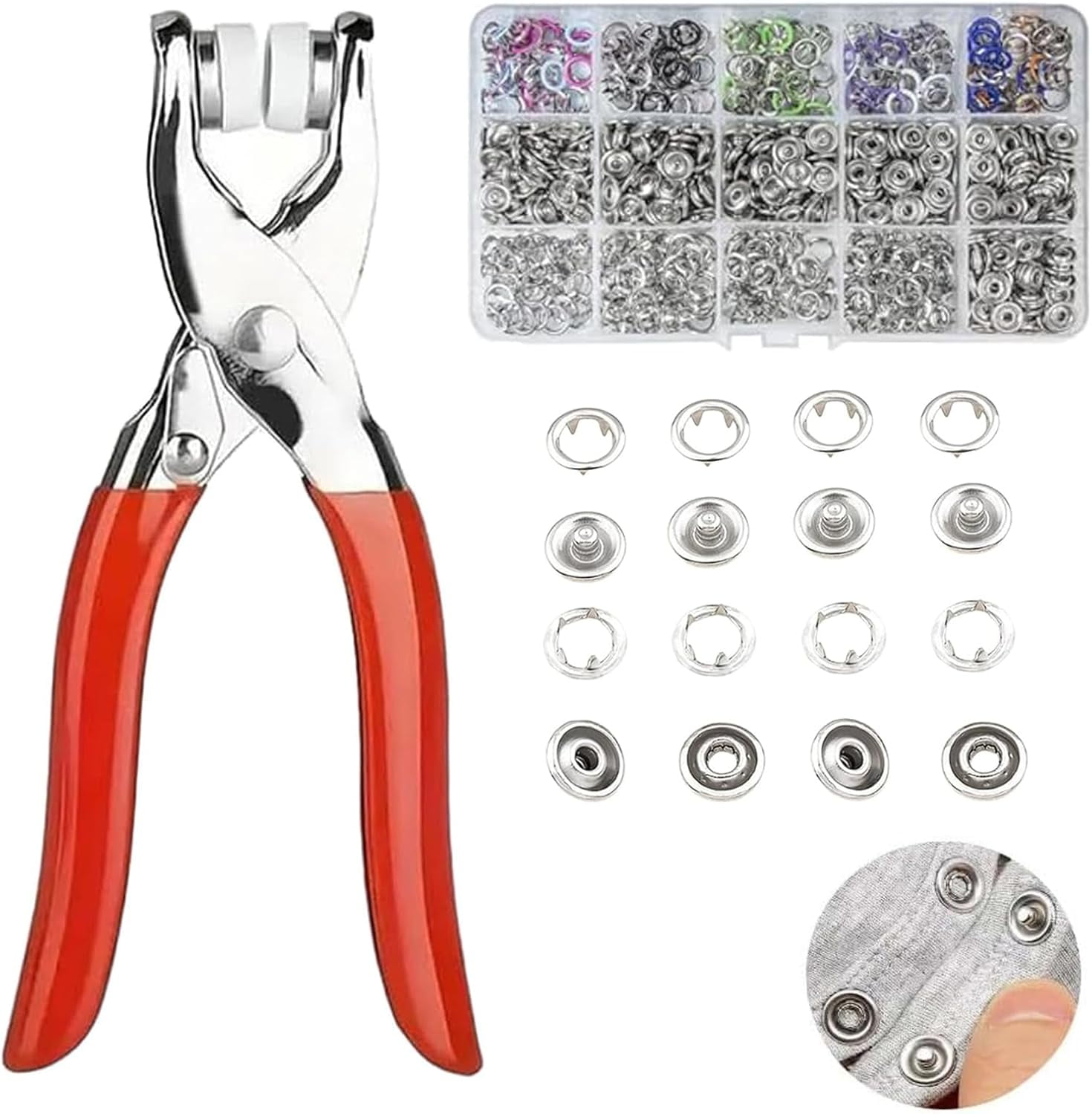 Sewing Kit with 100PCS Metal Buttons – Manual Pliers Tool Included ...
