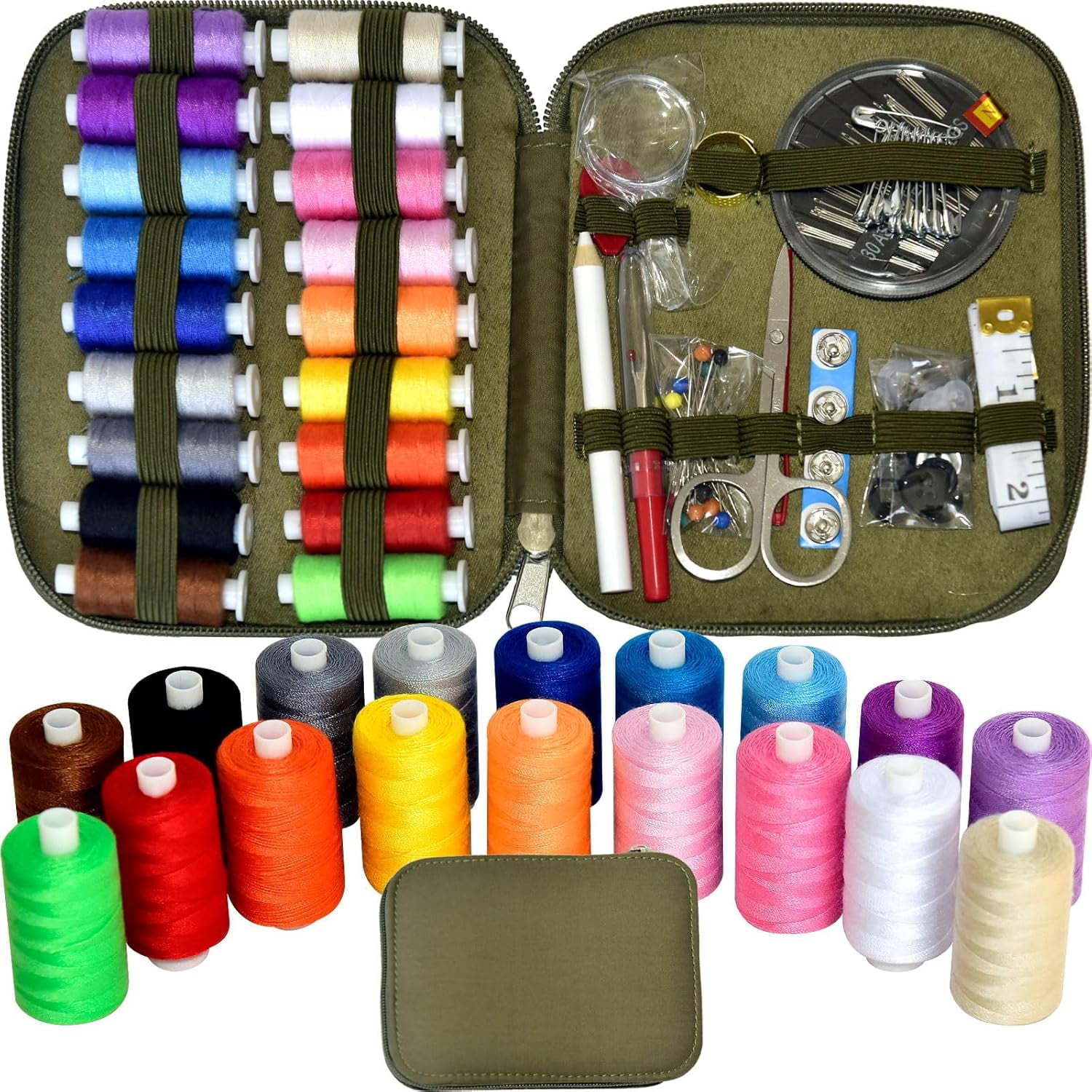 Sewing Kit with Case Portab Sewing Supplies for Traver, , Beginner ...