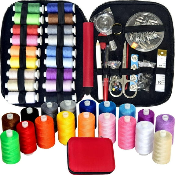 Sewing Kit with Case Portab Sewing Supplies for Traver, , Beginner ...