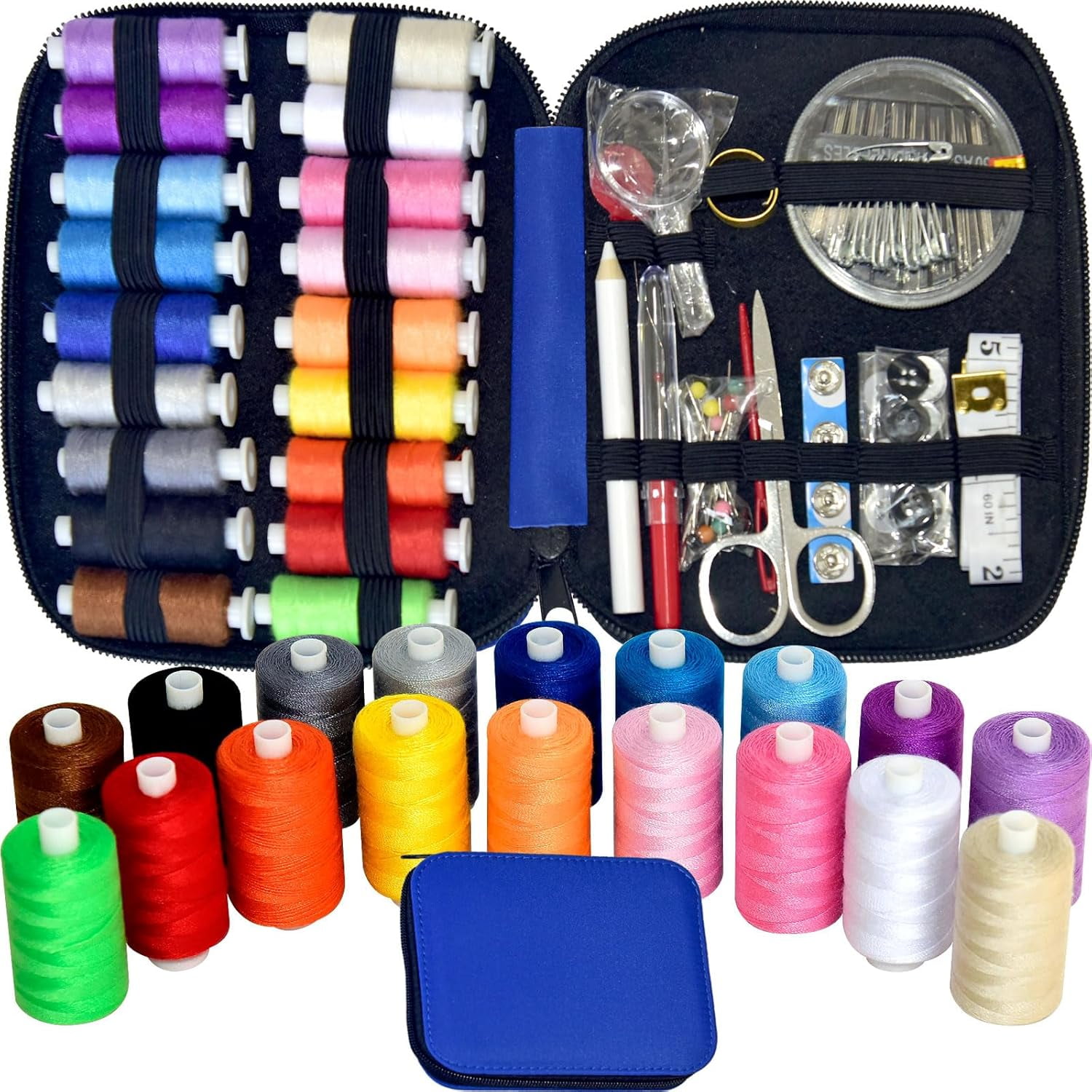 Sewing Kit with Case Portab Sewing Supplies for Traver, , Beginner ...