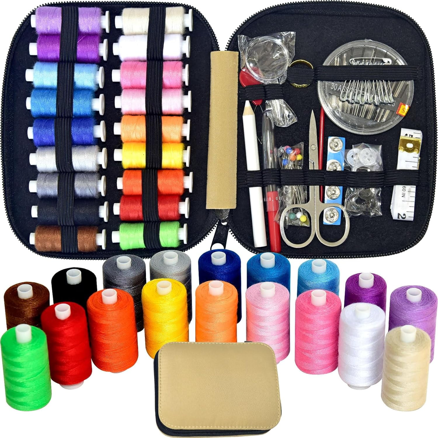 Sewing Kit with Case Portab Sewing Supplies for Traver, , Beginner ...