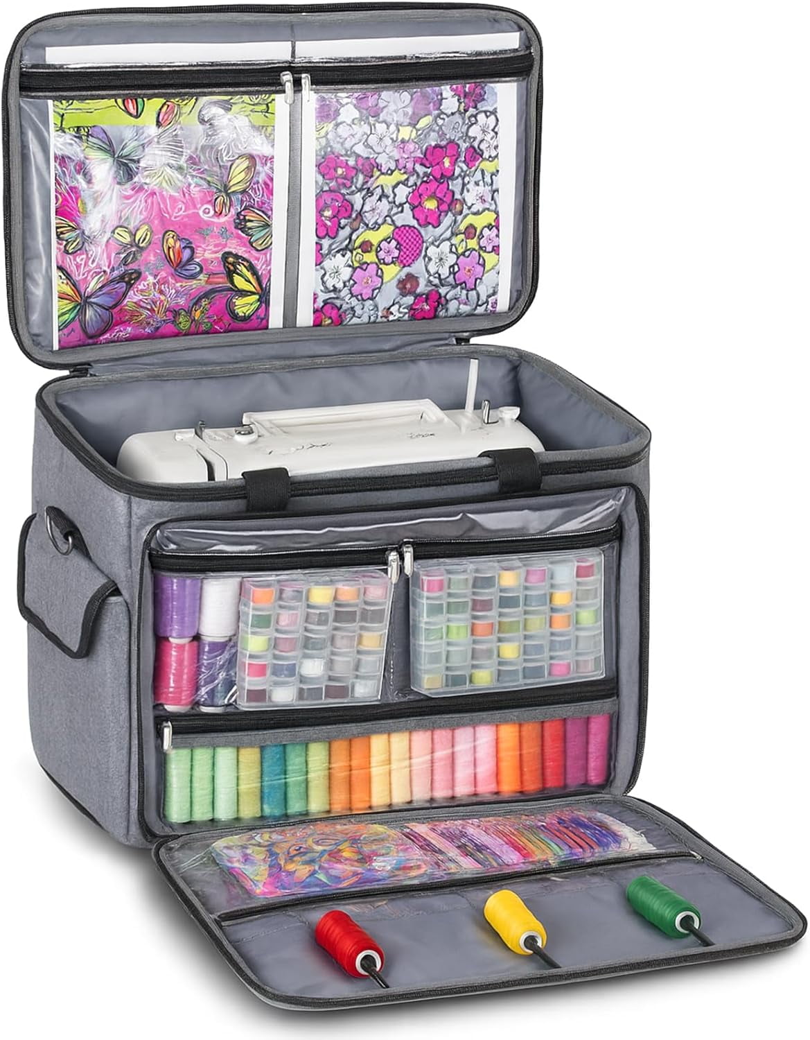 Sewing Machine Carrying Case, Portable Tote Bag with Shoulder Strap ...