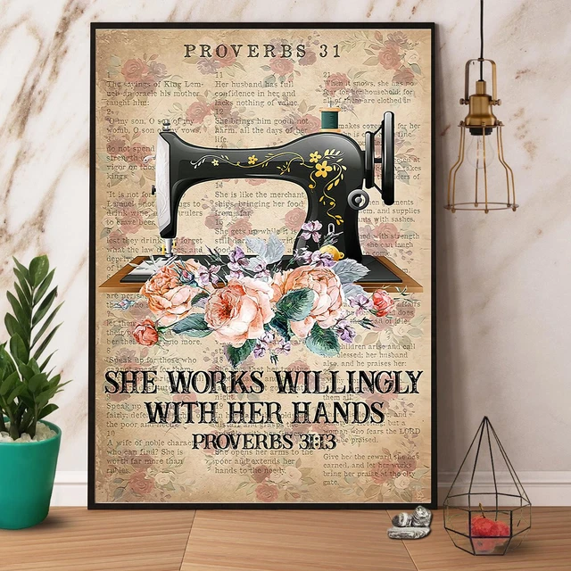 Sewing Machine Flower She Work Willingly With Her Hands Vintage ...