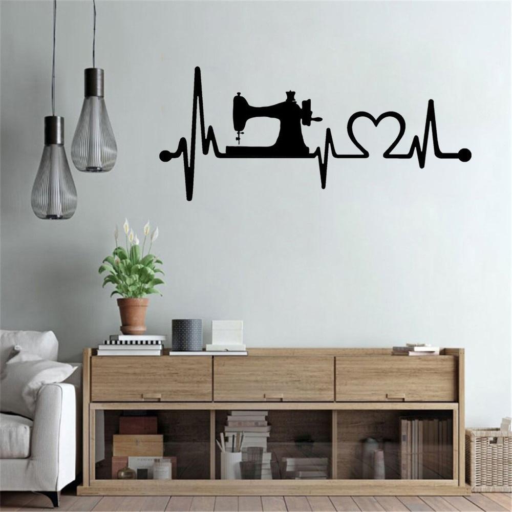 Sewing Machine Heartbeat Lifeline Wall Decal Sticker Love To Sew for ...