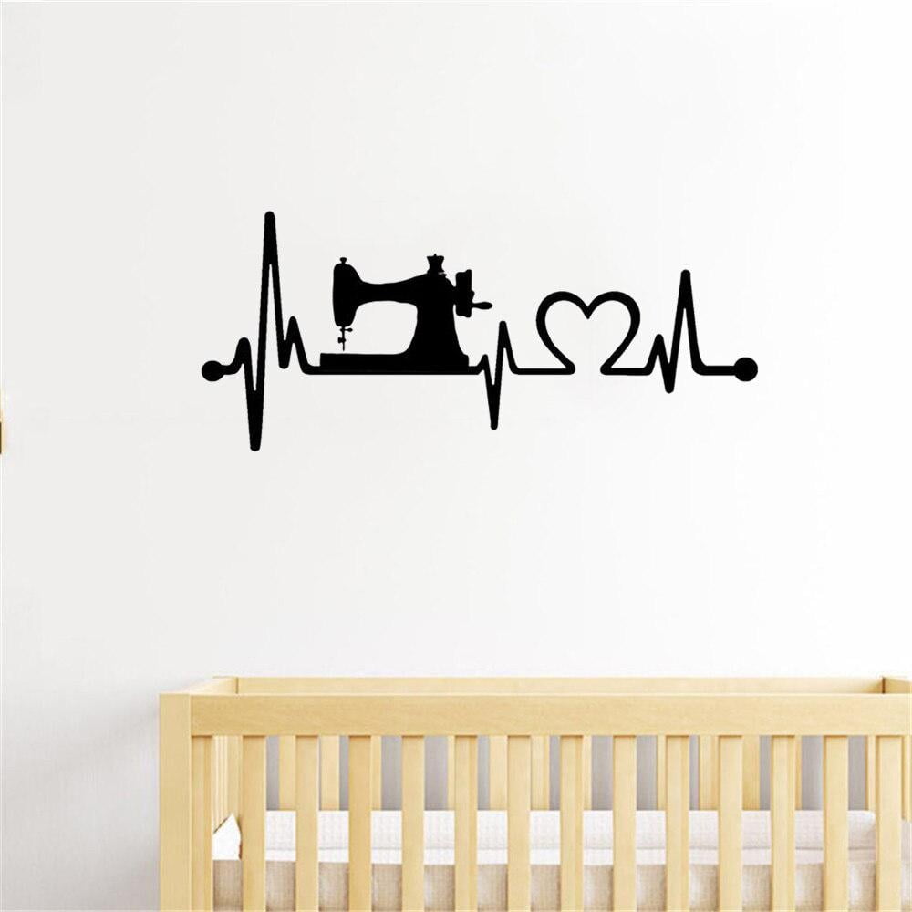 Sewing Machine Heartbeat Lifeline Wall Sticker Love To Sew For Sewing ...