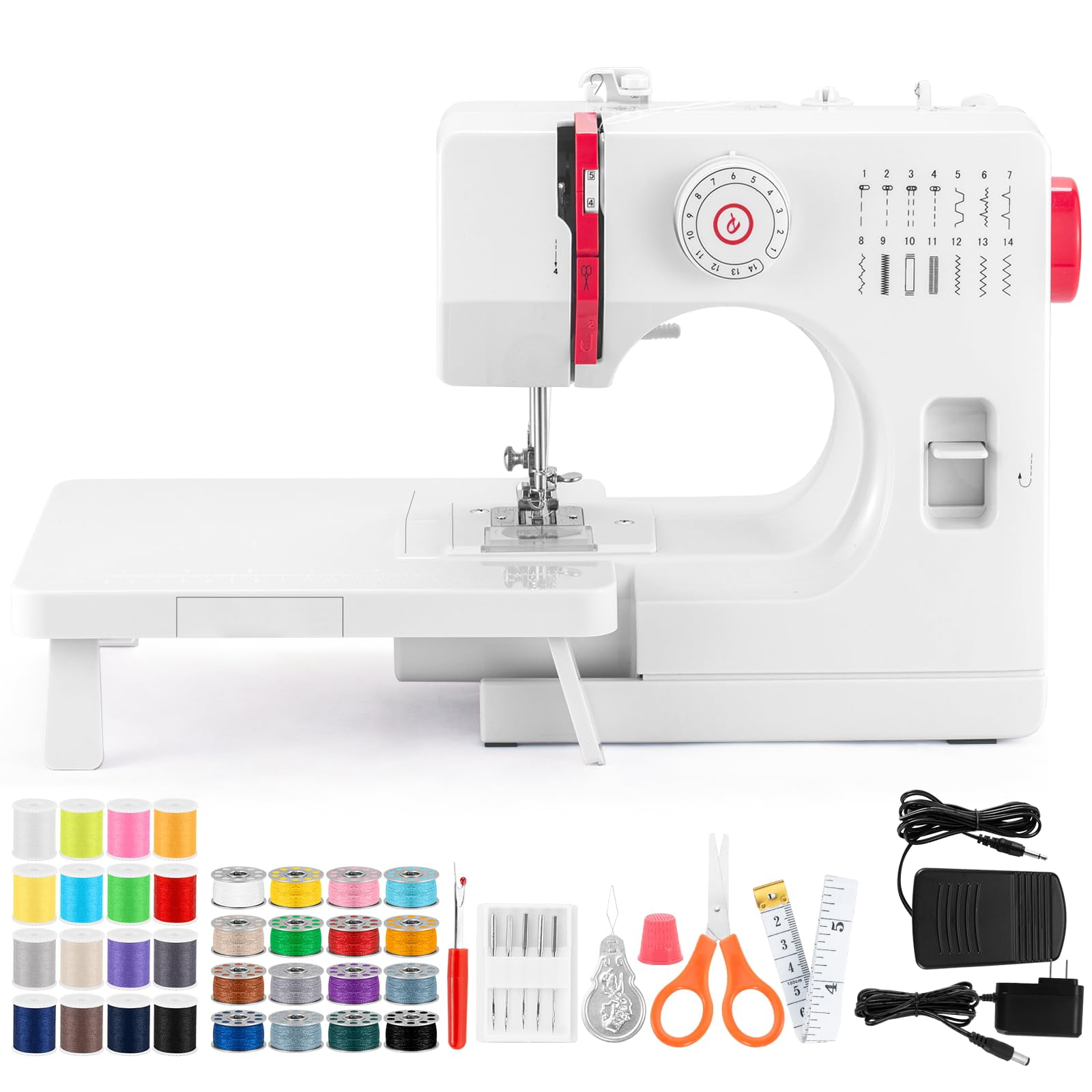 Sewing Machine, Mini Sewing Machine with Extension Table, 14 Stitch ...