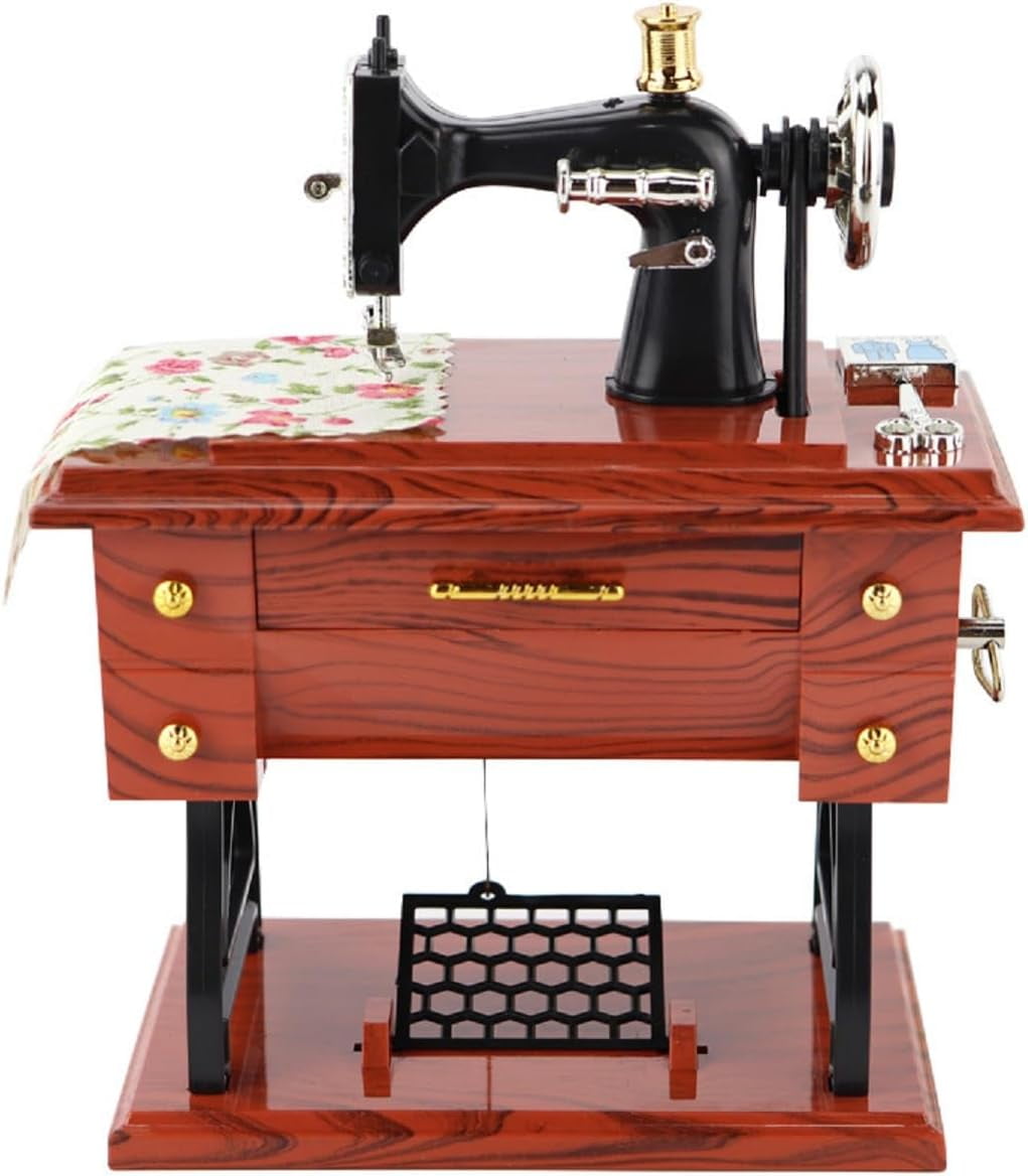 Sewing-Machine-Music-Box-Vintage-Hand-Cranked-Mechanism Mini Musical ...
