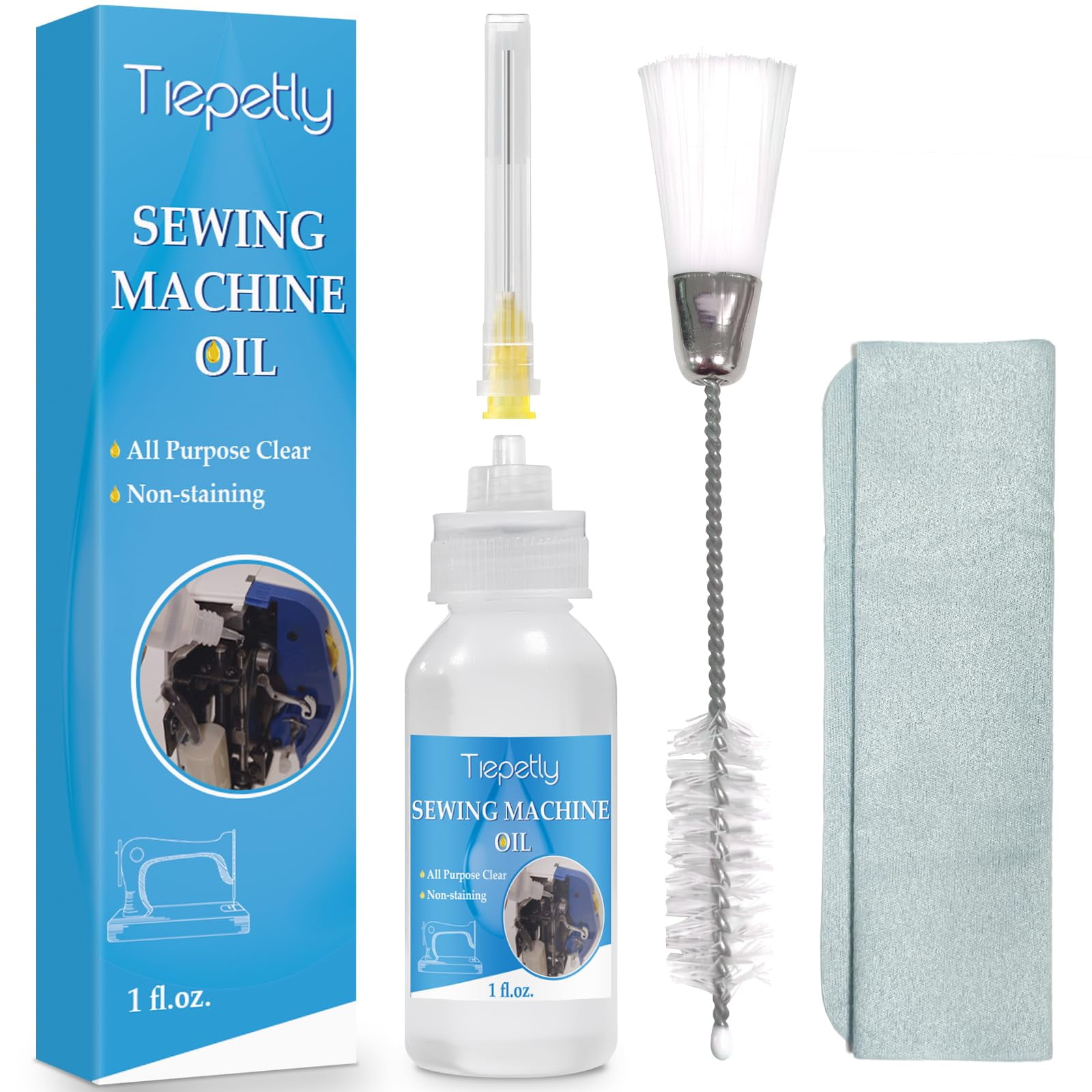 Sewing Machine Oil with Needle Tip and Double Head Brush, Fine Light ...