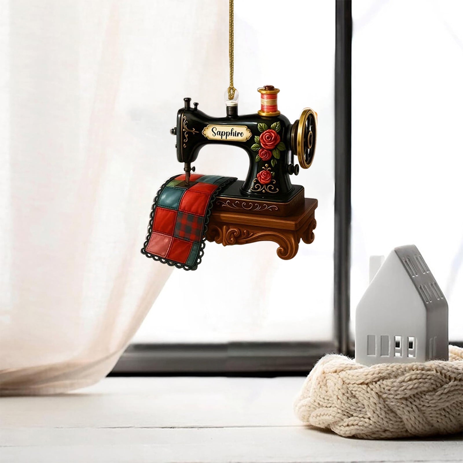 Sewing Machine Ornament 2D Art Hanging Decoration for Home Office Desk ...