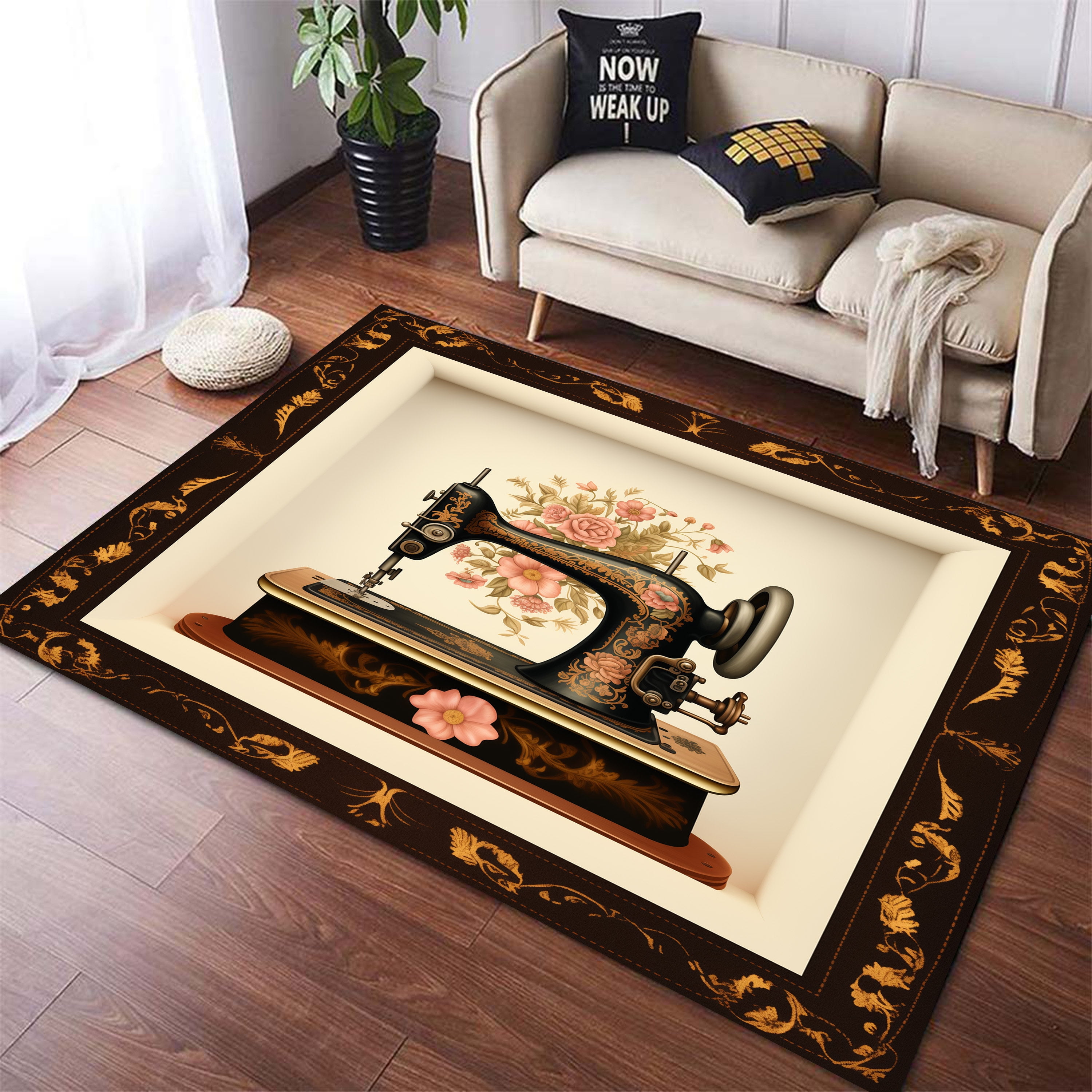Sewing Machine Rug 4x6 ft = 120x180 cm Washable Rug - Walmart.com