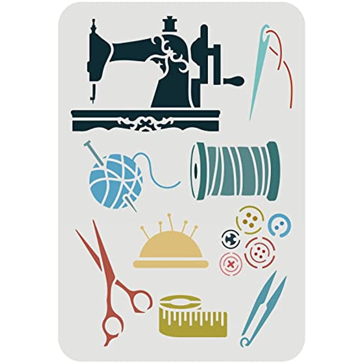 Sewing Machine Stencil for Painting Plastic Yarn Needle Buttons Stencil ...