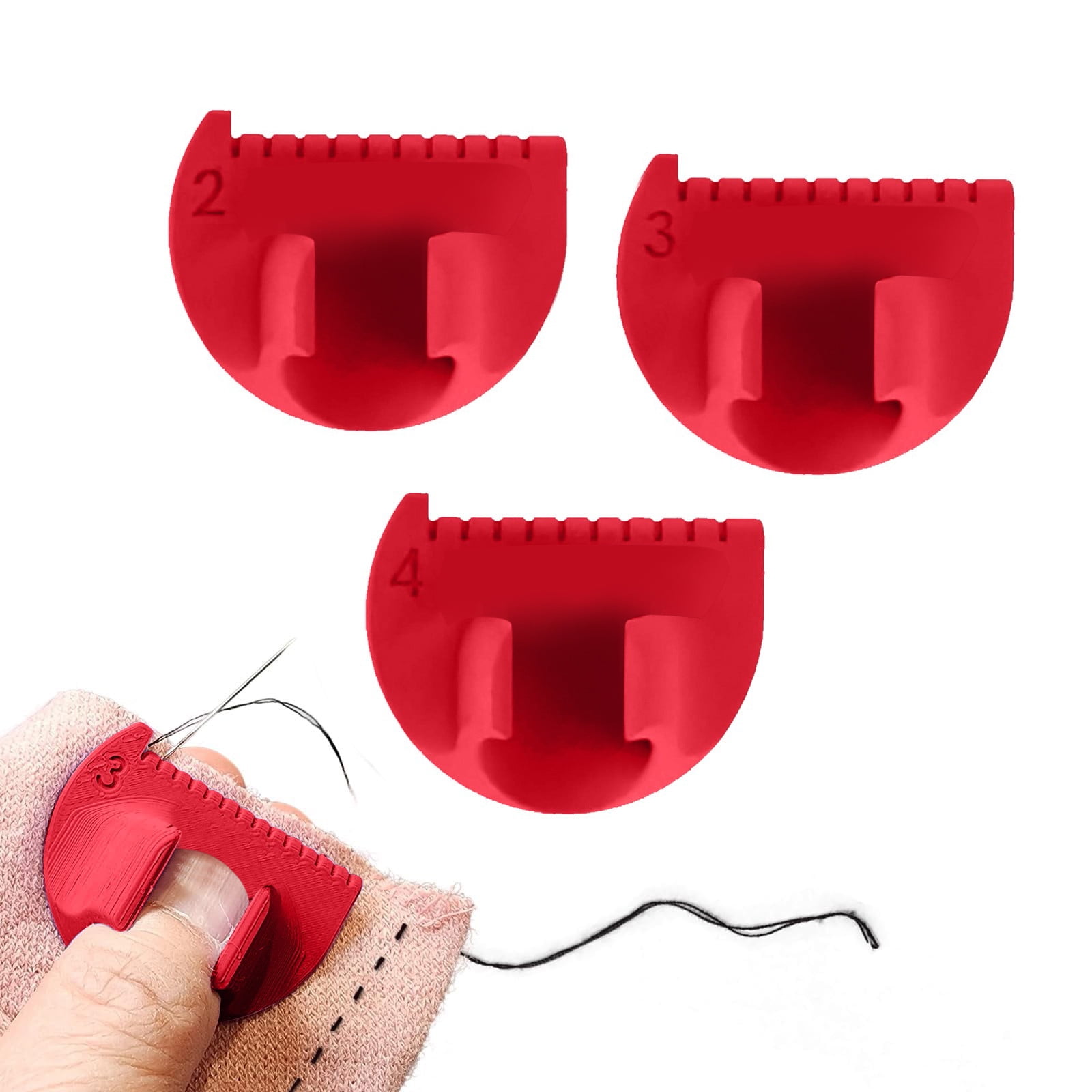 Sewing Needle Gauge Measuring Tool,(3-Pack-2/3/4mm) Finger Ruler Sewing Template Guide Tool for ...