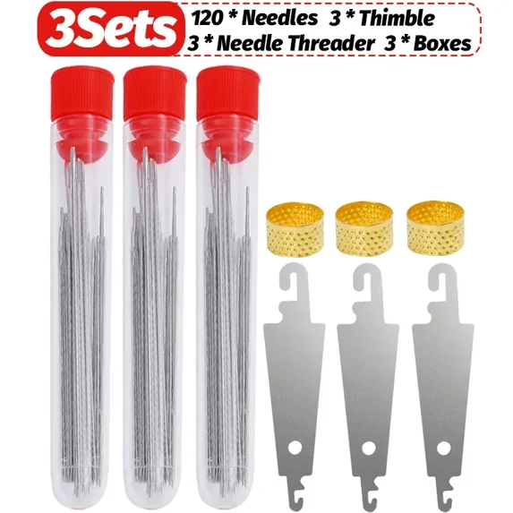 Sewing Needle Set with Needle Piercer Top Needle Stainless Steel Sewing ...