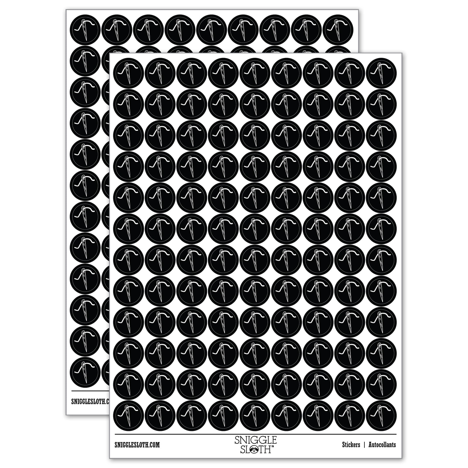 Sewing Needle and Thread 200+ Round Stickers - Black - Matte Finish - 0 ...