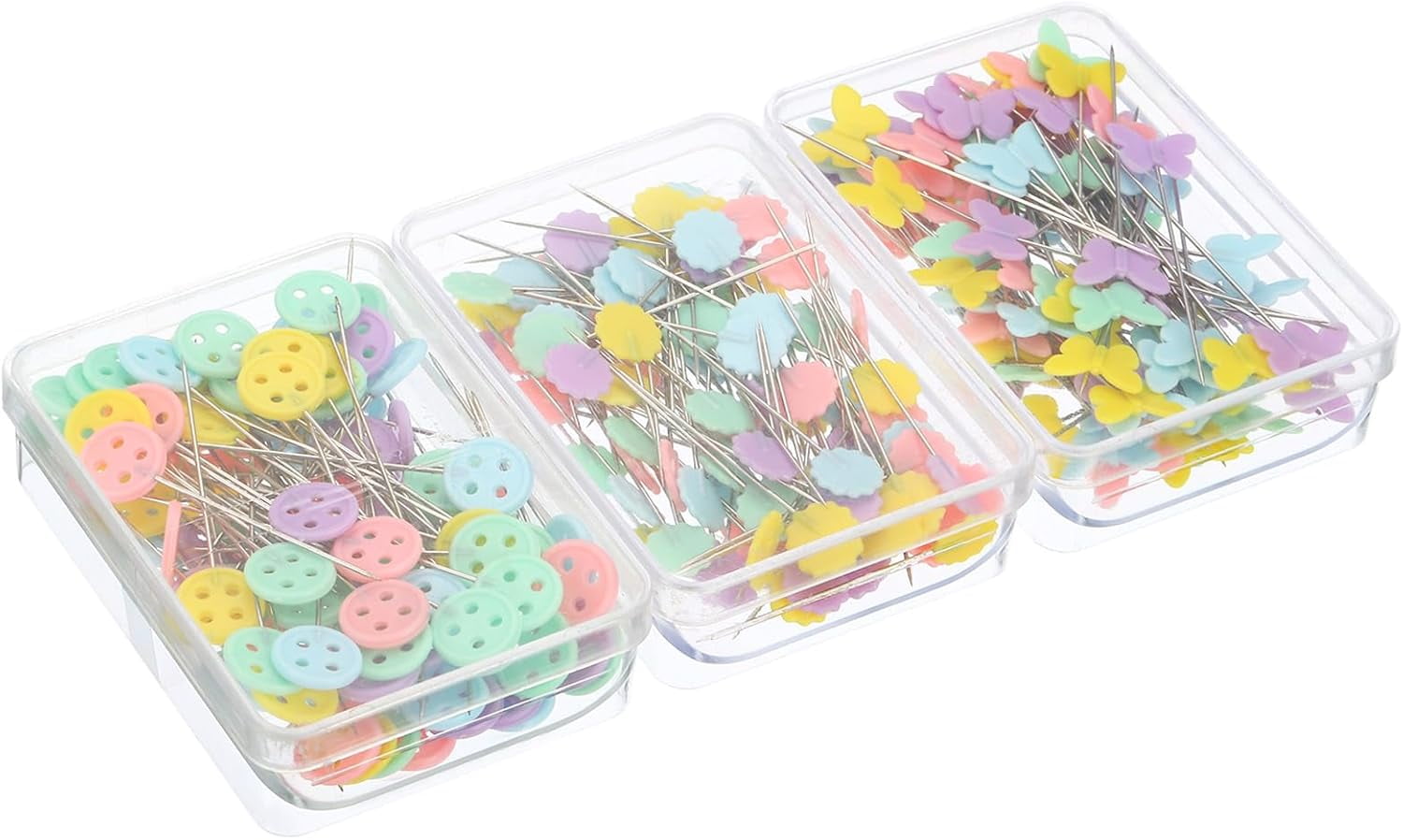 Sewing Pins, 300 Pcs Flat Head Straight Pins with Flower, Butterfly and ...