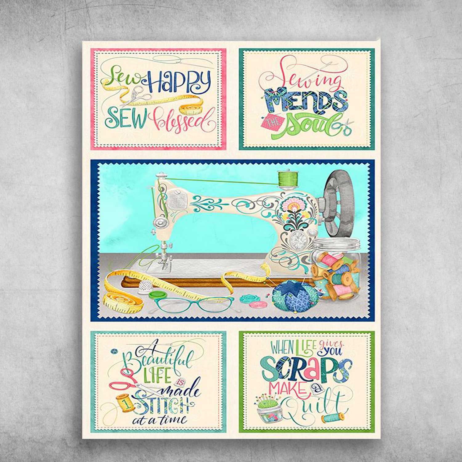 Sewing Poster, Tailor's Gift - Sew Happy, Sew Blessed, Sewing Mends ...