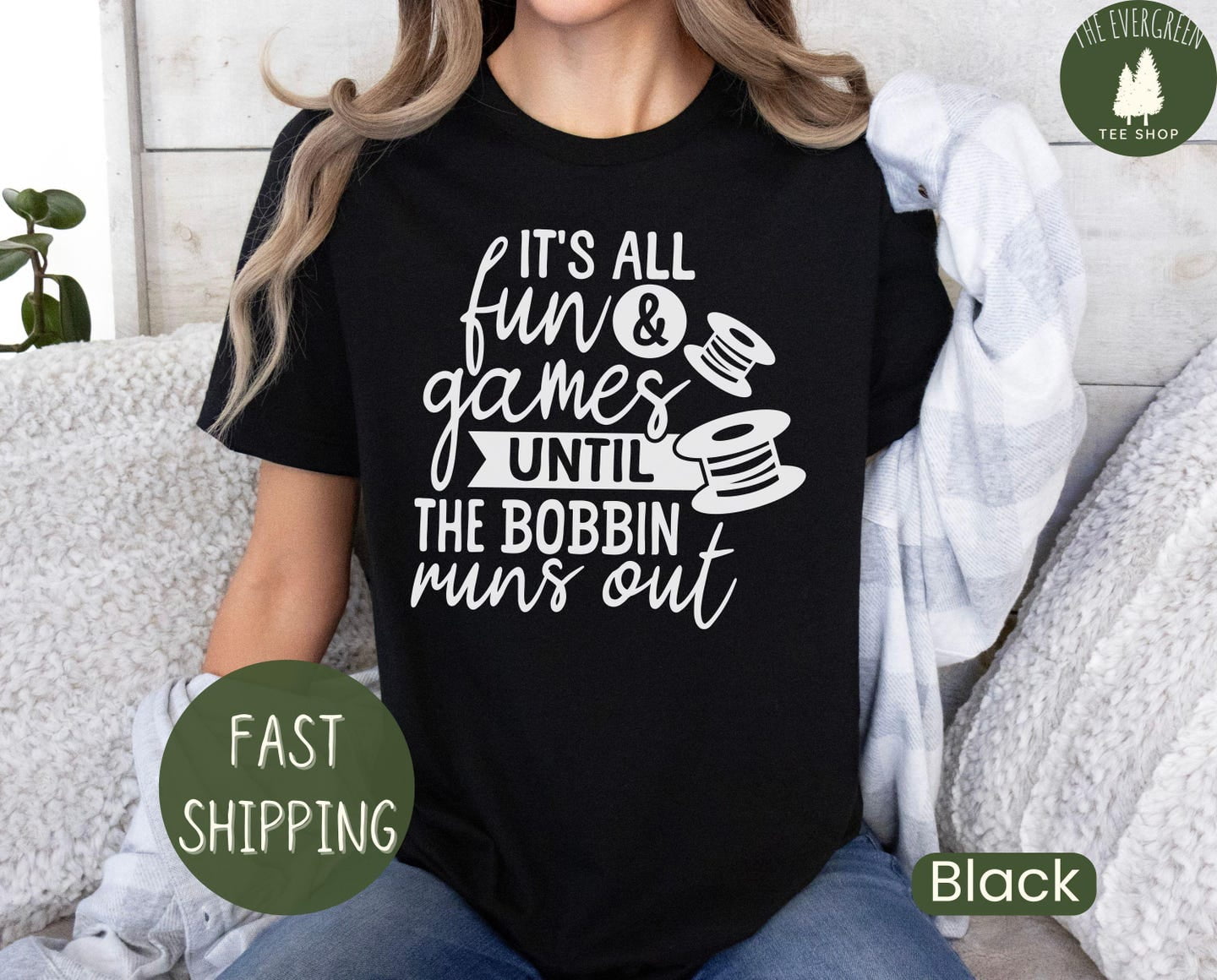 Sewing Quote Bobbin Craft Graphic T-Shirt - Walmart.com