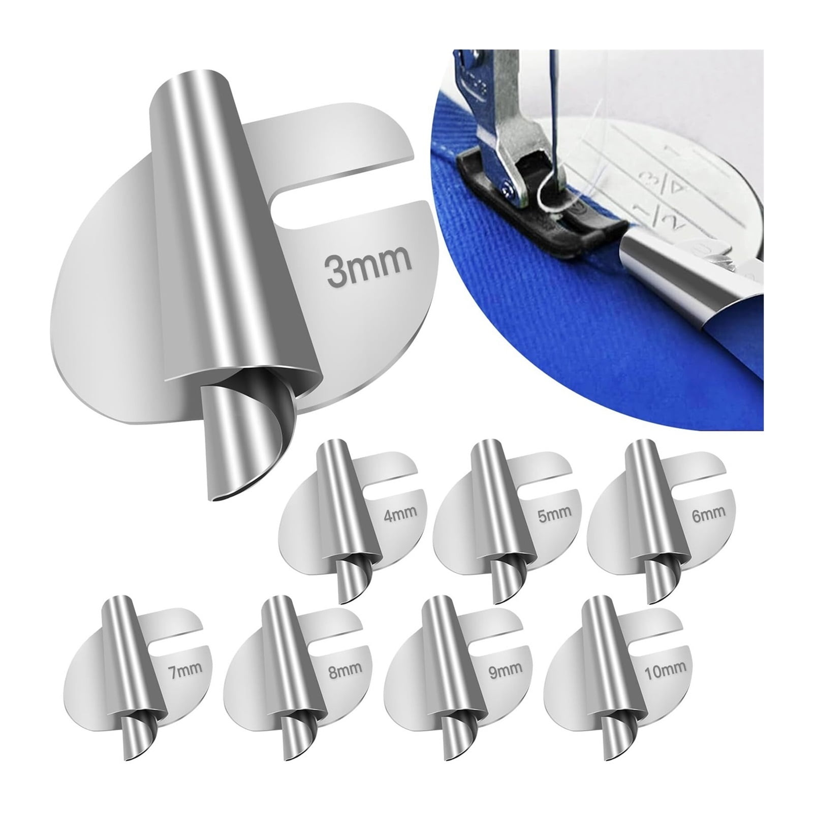 Sewing Rolled Hemmer Foot 8PCS Rolled Hem Presser Foot 3/4/5/6/7/8/9 ...
