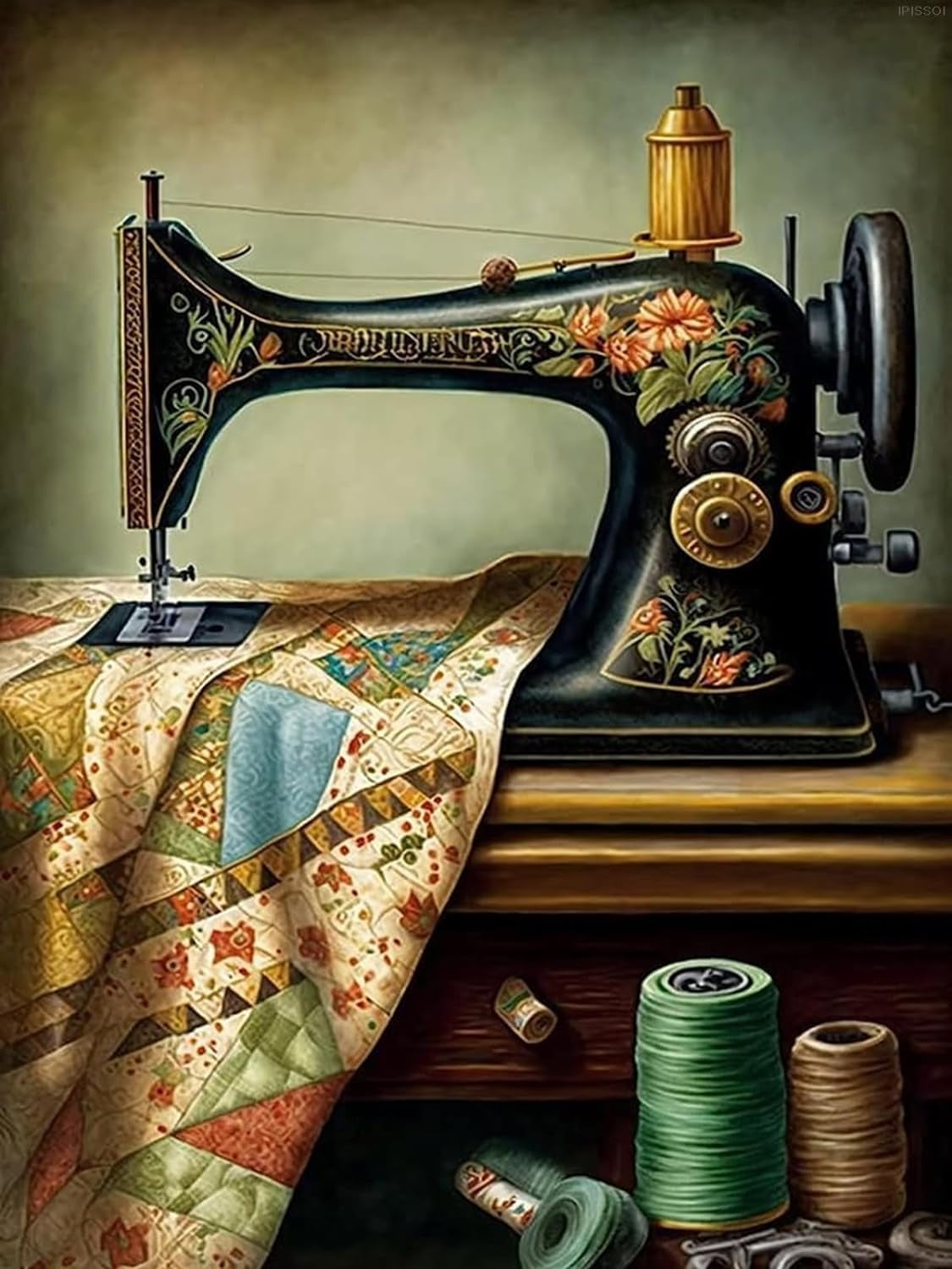 Sewing Room Diamond Painting, Vintage Sewing Machine DIY Diamond Art ...