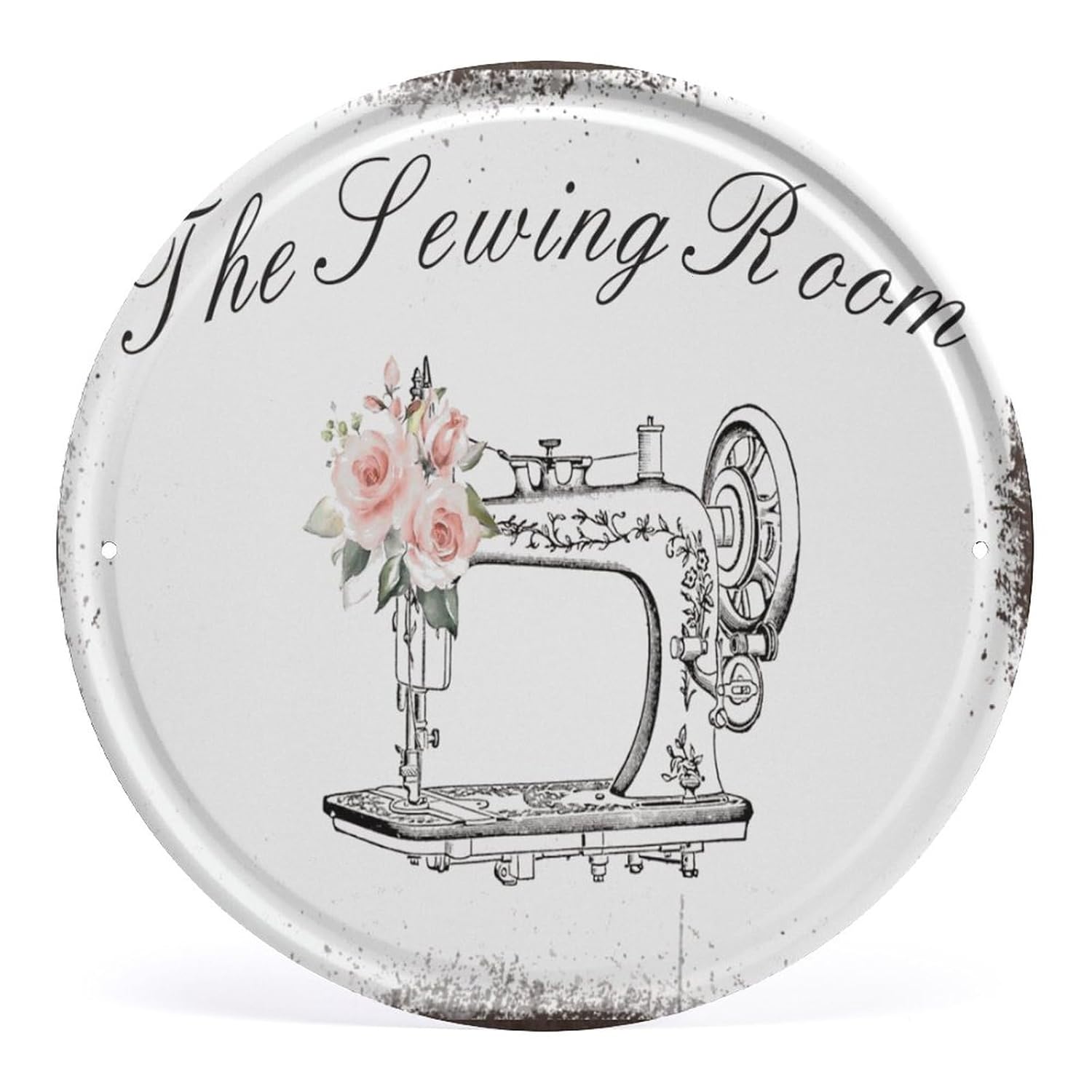 The Sewing Room Round Metal Vintage Look Decoration Sewing Sign For ...