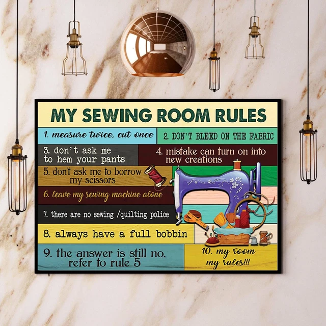 My Sewing Room Rules Vintage Paper Poster No Frame Wall Art ...
