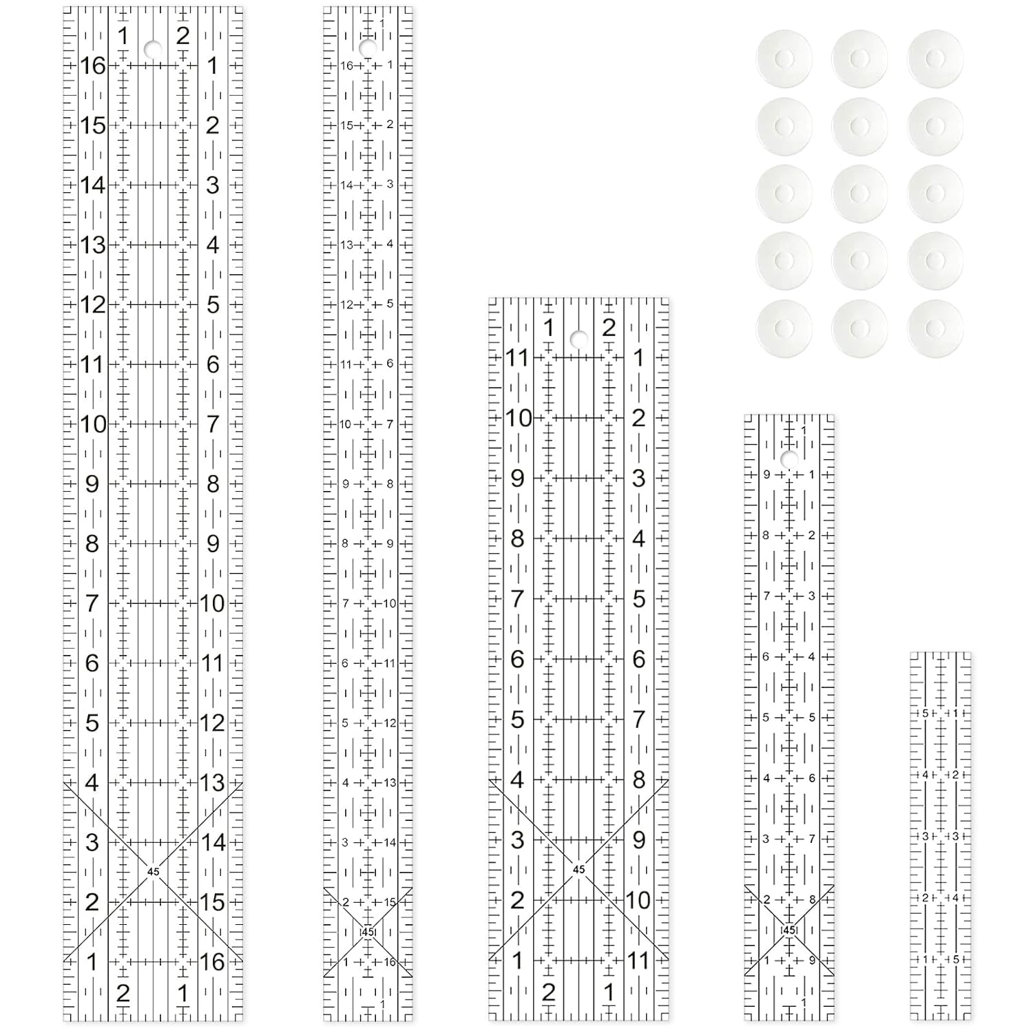 Sewing Ruler,5 Piece Quilting Rulers,3 x17 Inch,1.5 x17 Inch,3 x12 Inch ...