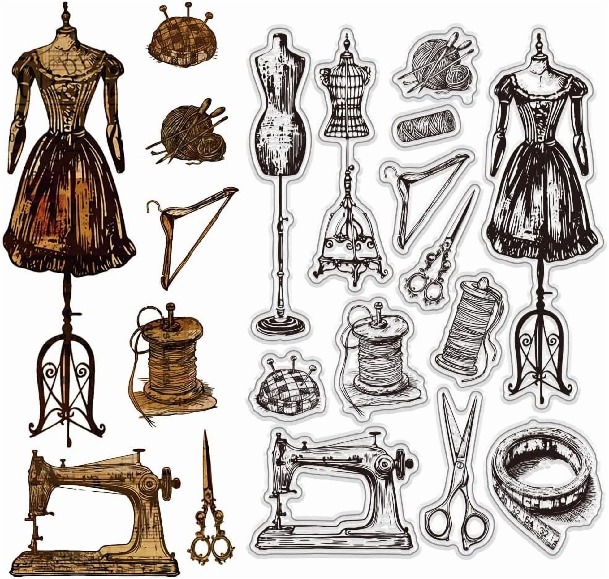 Sewing Themed Clear Stamps Sewing Model Rubber Stamps Vintage Sewing ...