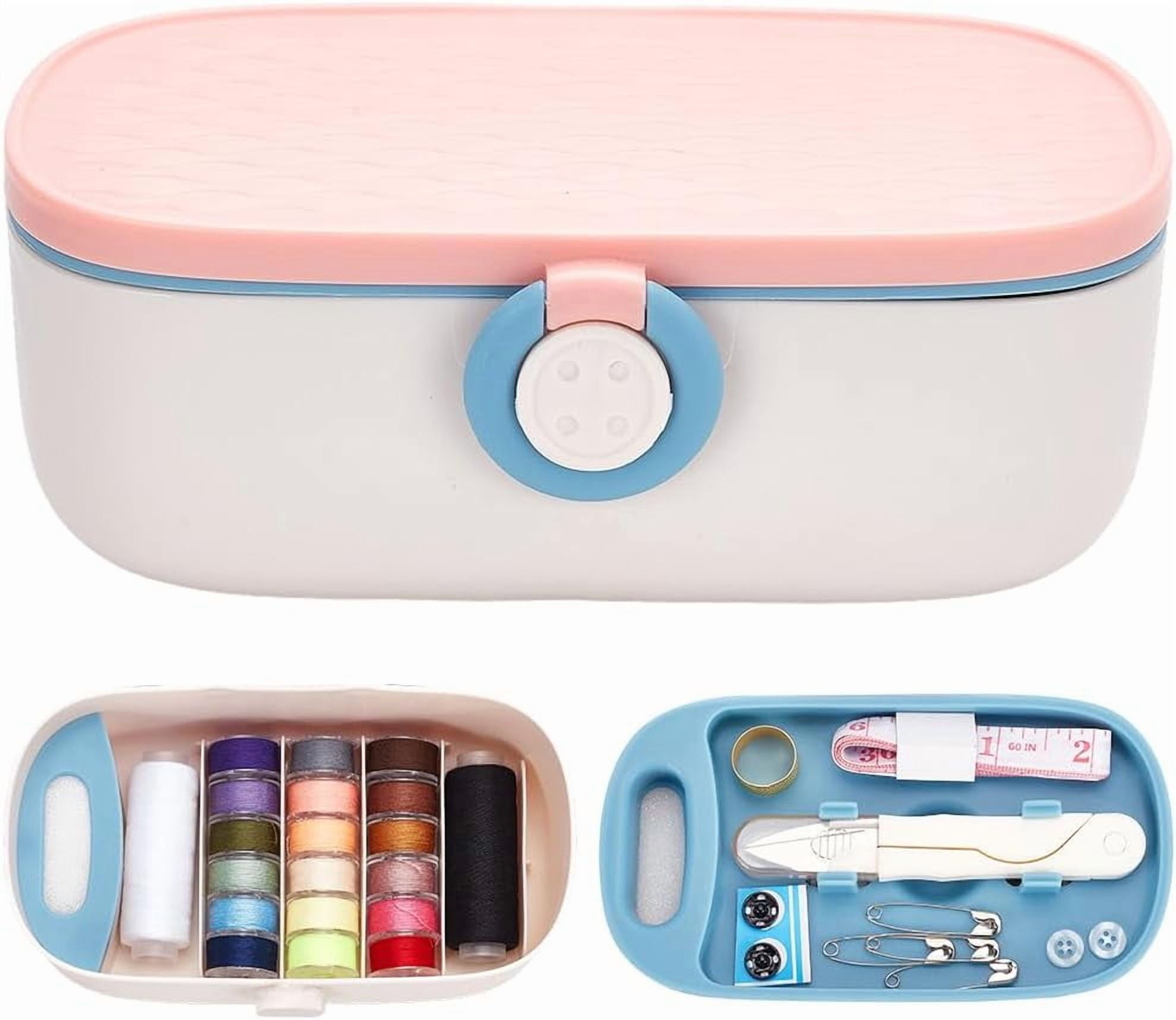 Sewing Thread Box Set Stitching Box Kit Light Salmon Plastic Box with ...