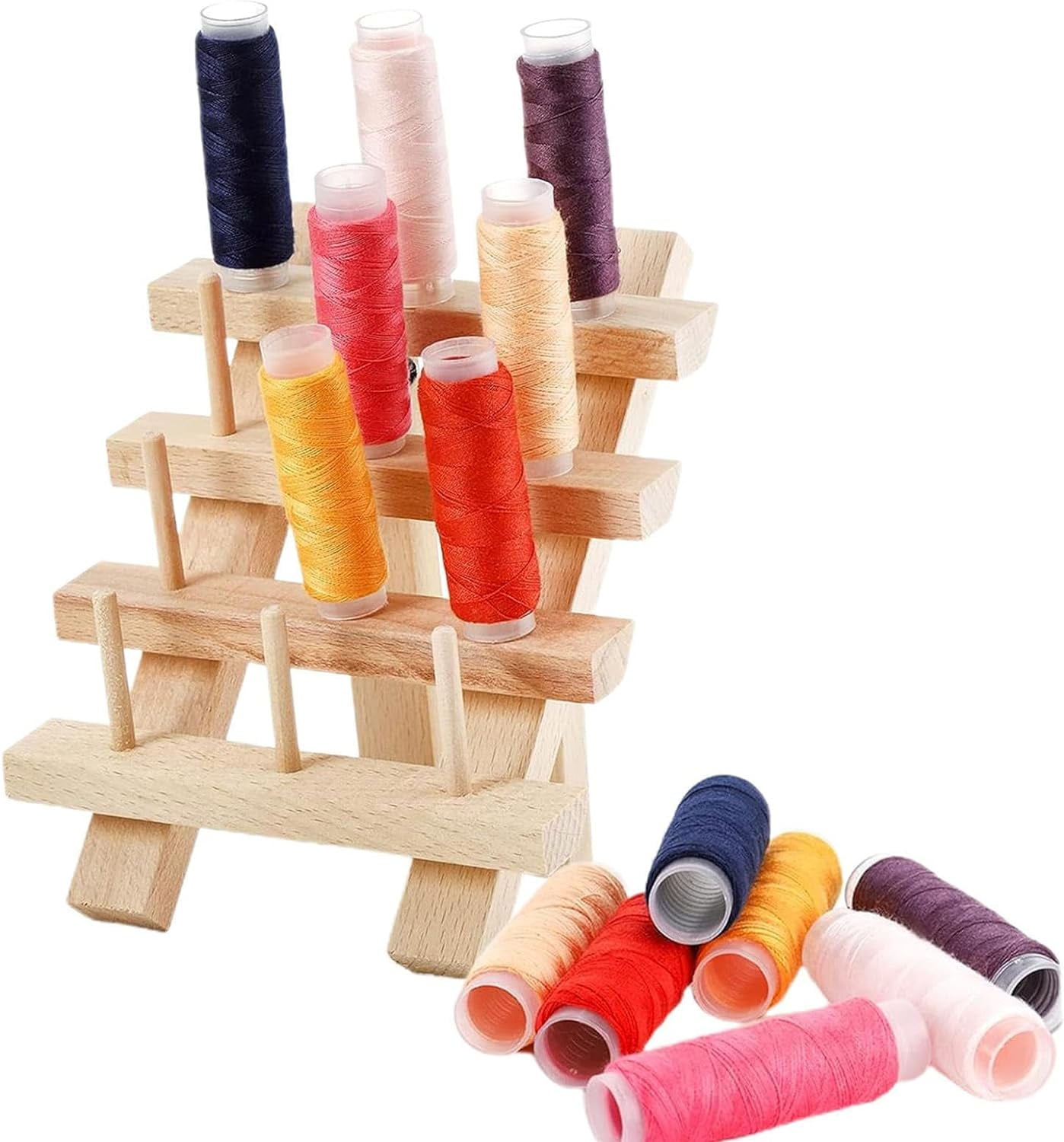 Sewing Thread Organizer, 12-Spool Thread Organizing Rack, Wooden ...