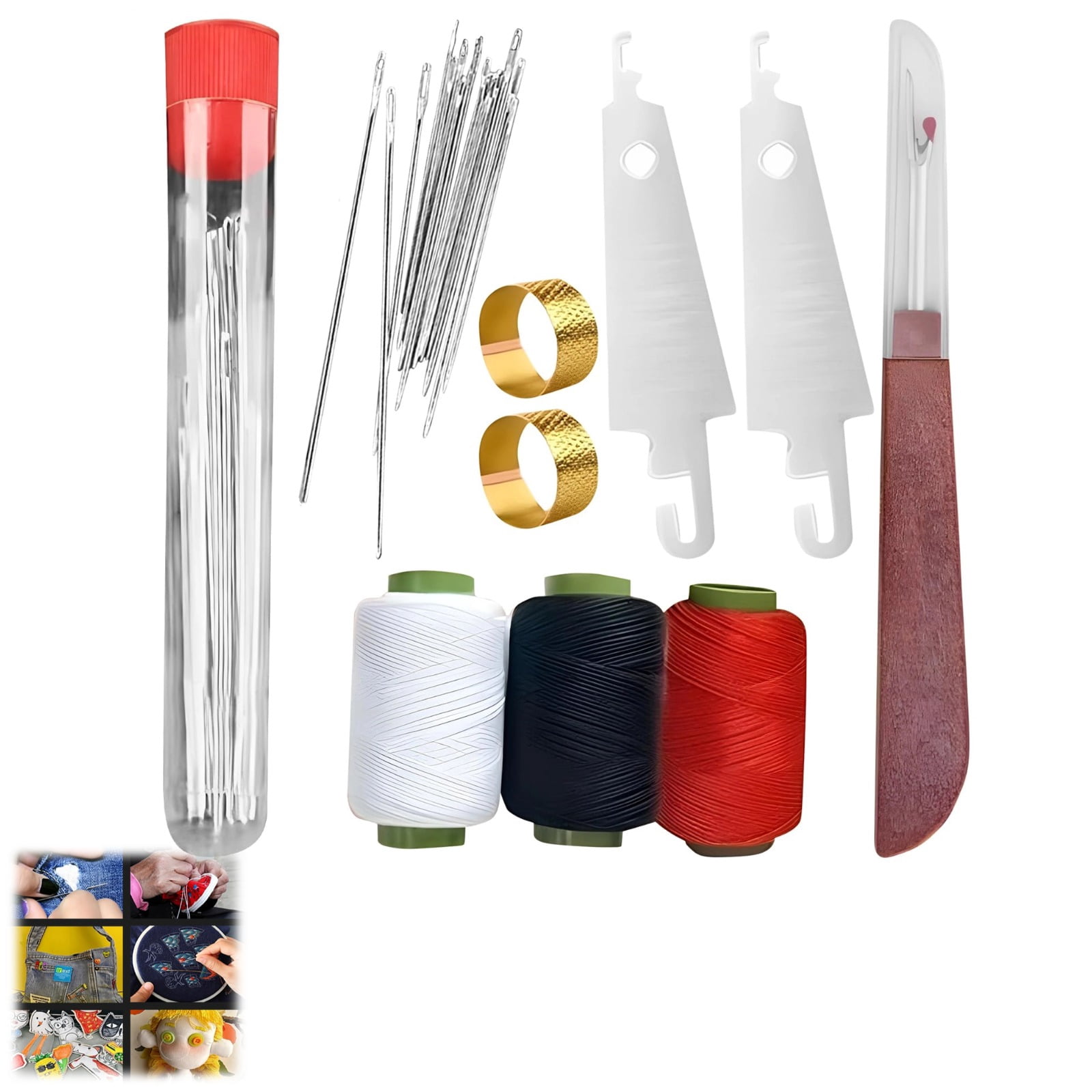 Sewing Tool Set, Big Eye Sewing Needles Kit, Multipurpose Sewings Kit ...