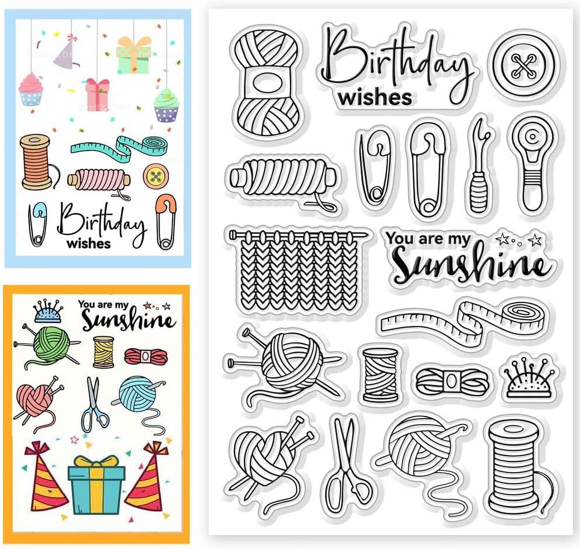 Sewing Tools Theme Clear Stamps Needle Thread and Ruler Sewing Tools ...