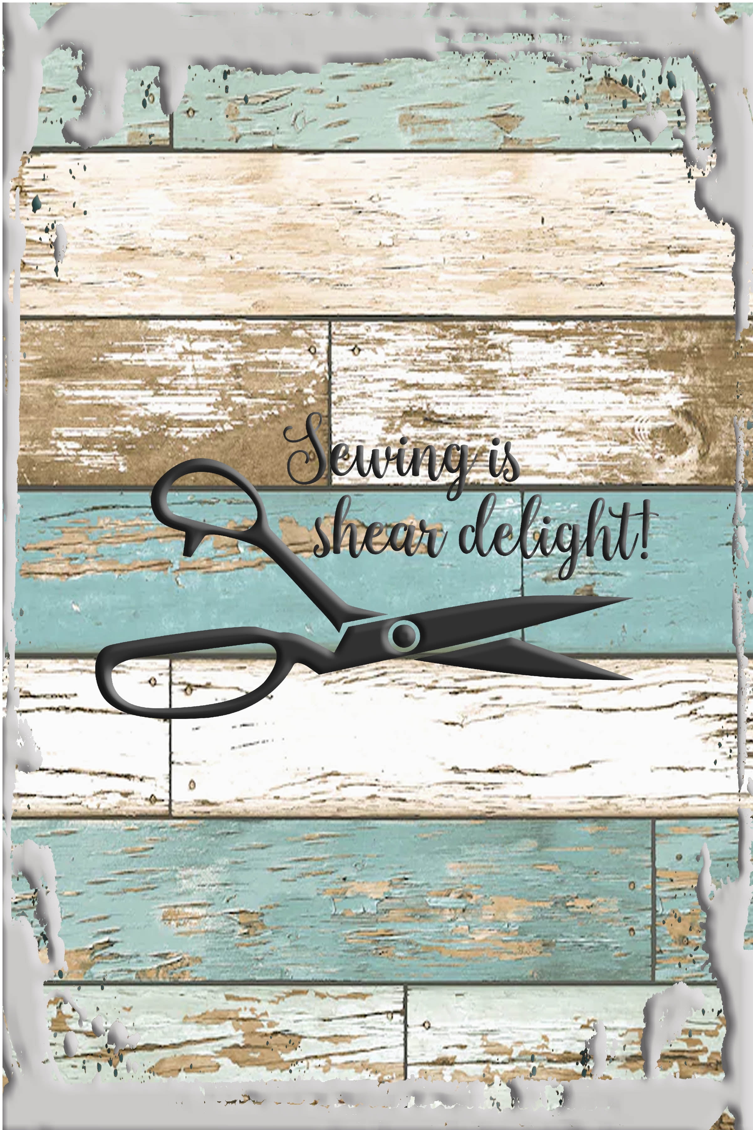 Sewing is shear delight cursive scissors hobby fun create craft White ...