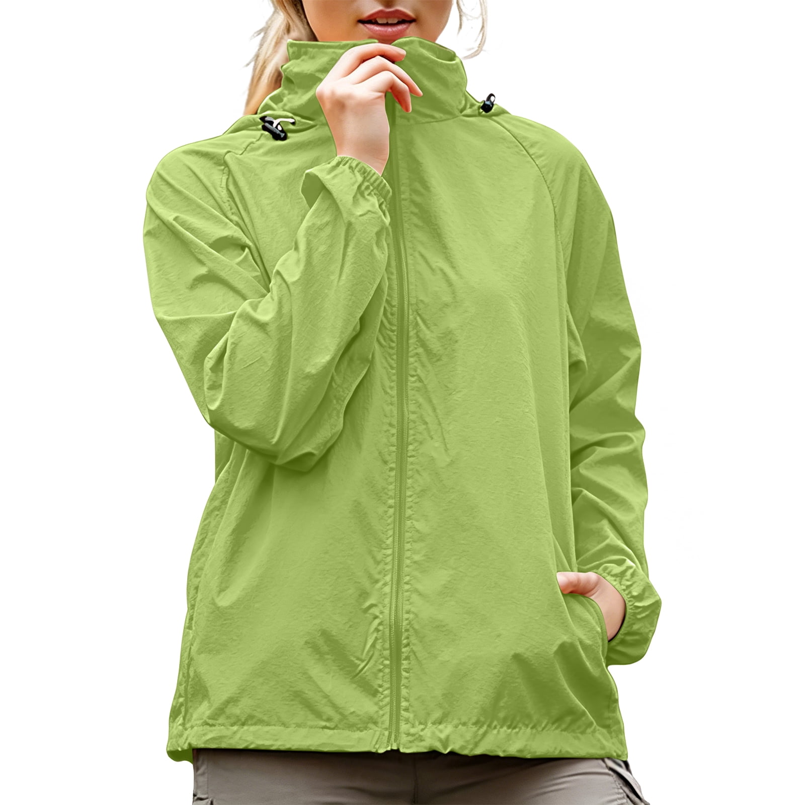 Sewkxo Lightweight Rain Jacket Women Packable Wind Breaker Light Rain ...