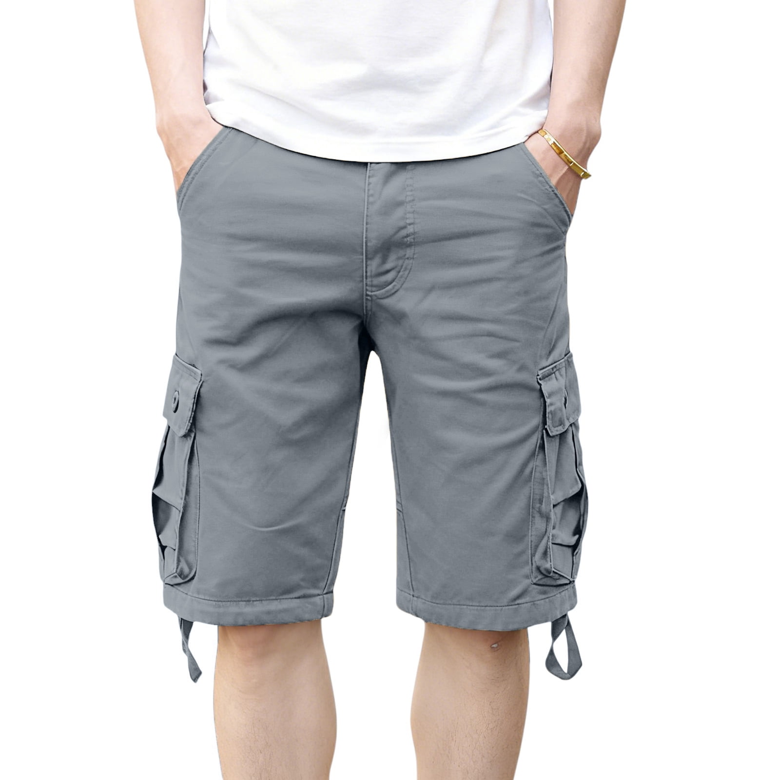 Sewkxo Man Cargo Pants Sherpa Button Down Zipper Elastic Waist Cargo ...