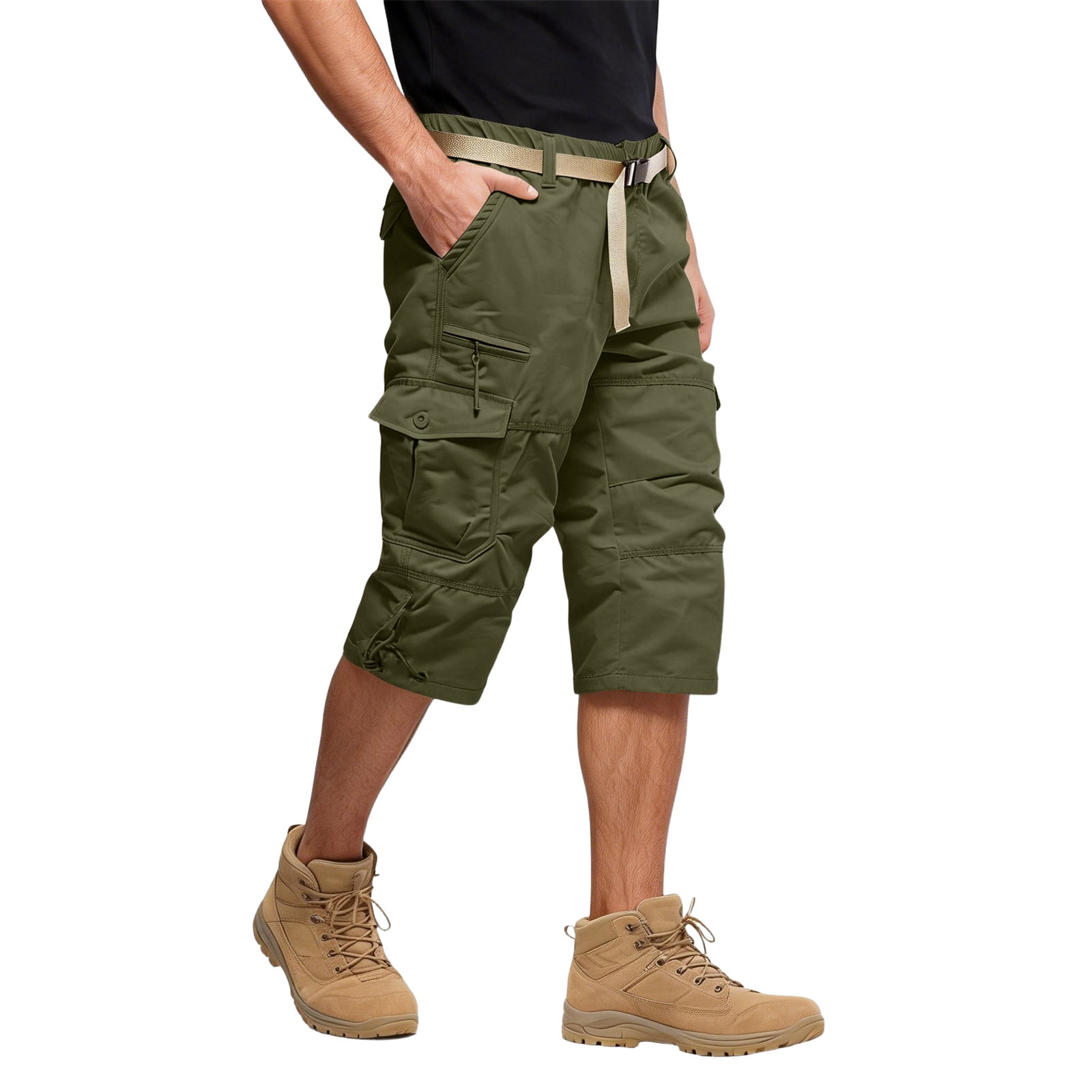 Sewkxo Men Cargo Work Pants Fashion Button Down Zipper Elastic Cargo ...