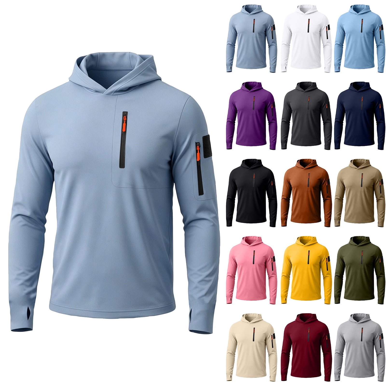 Sewkxo Men's Athletic Hoodies Long Sleeve Fishing Shirts for Men UPF 50 ...