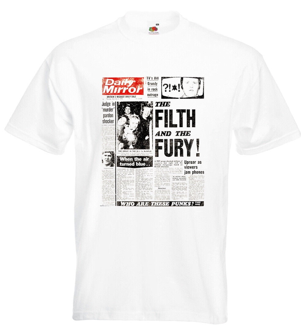 Sex Pistols Bill Grundy T Shirt Newspaper Headlines The Filth And The