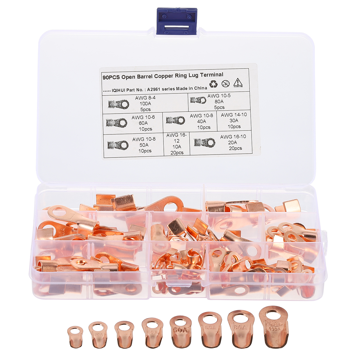 Sexagesimo 90pcs Open Wire Crimp Copper Terminal Connector Non ...