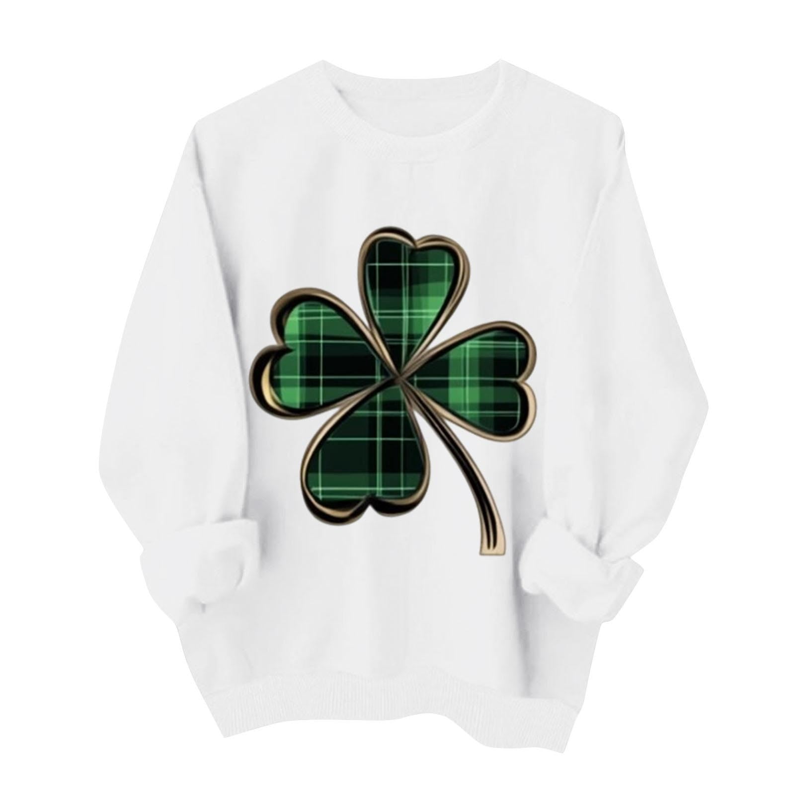 Sexlip Womens Four Leaf Clover Print Sweatshirt Drop Shoulder Design ...